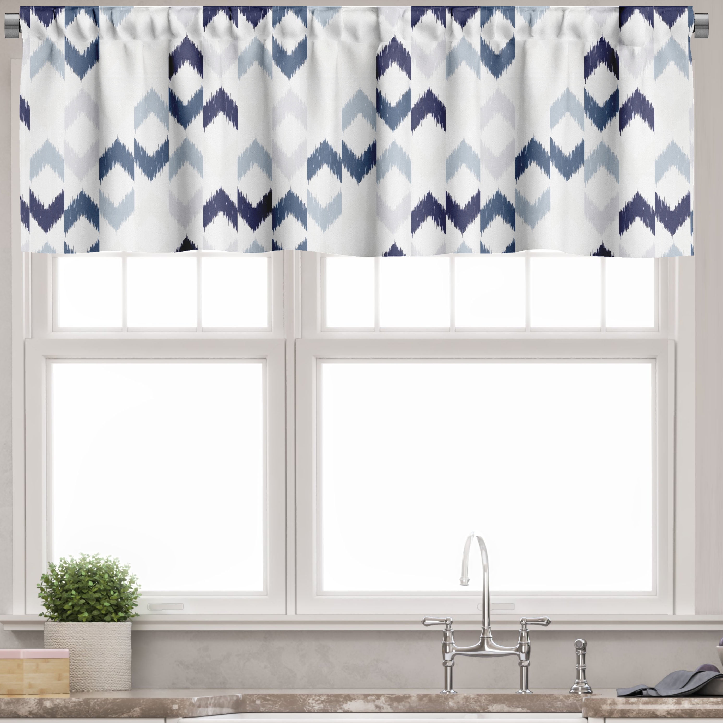 Ambesonne Ethnic Window Valance, Ikat Chevron Zig Zag, 54" X 18", Slate ...