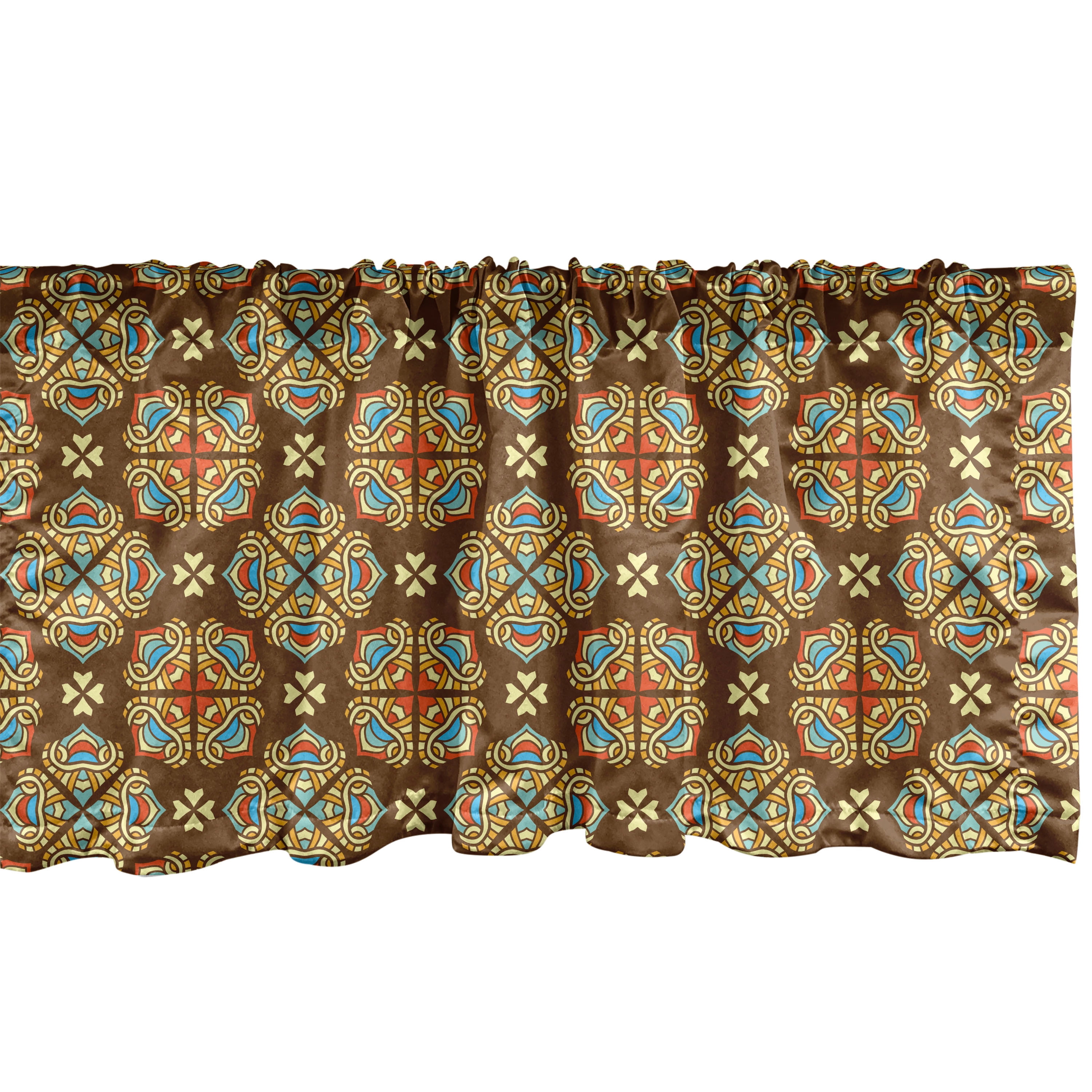 Ambesonne Ethnic Window Valance, Pattern with Geometric Design ...