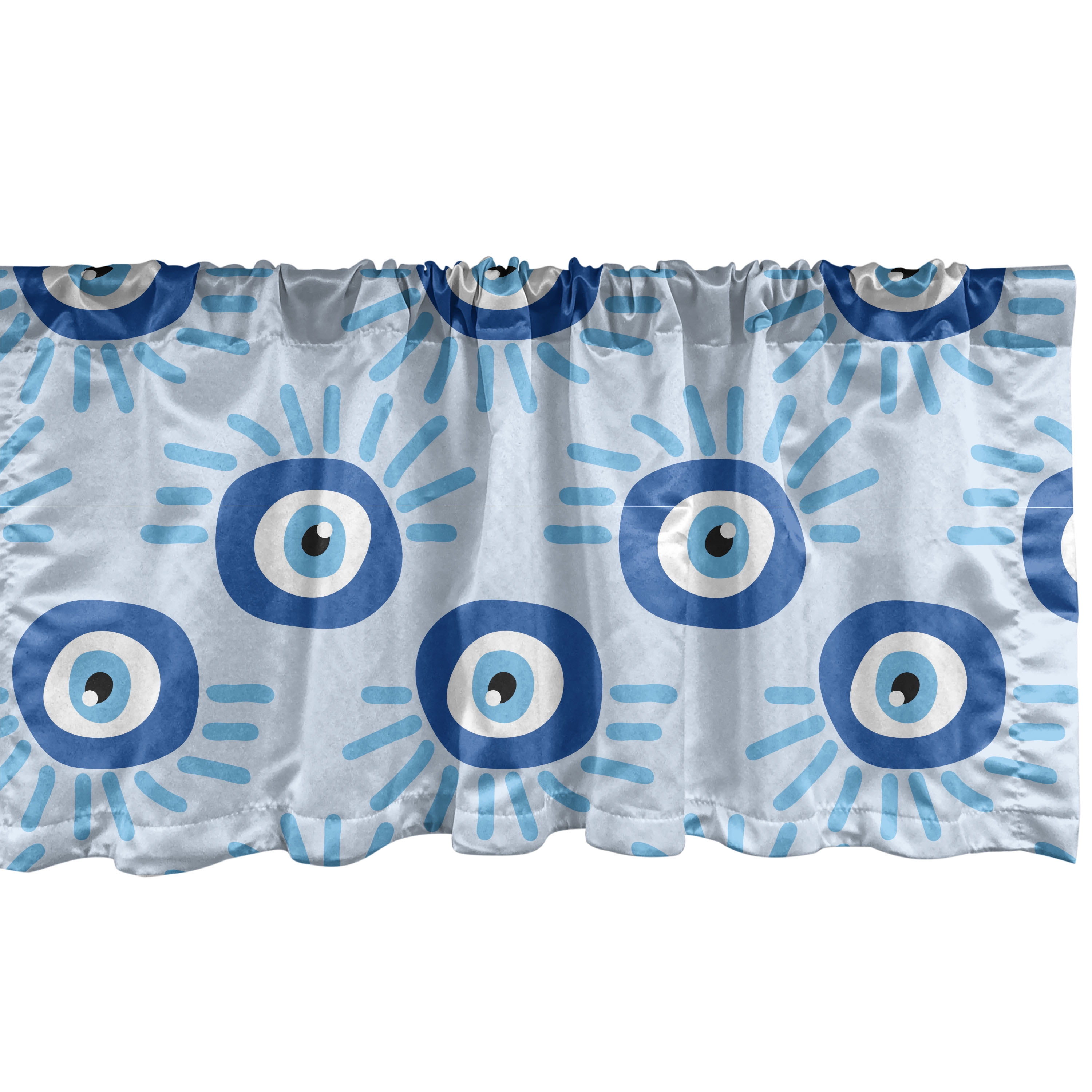 Ambesonne Ethnic Window Valance with Rod Pocket, Evil Eye Bead Symbols ...
