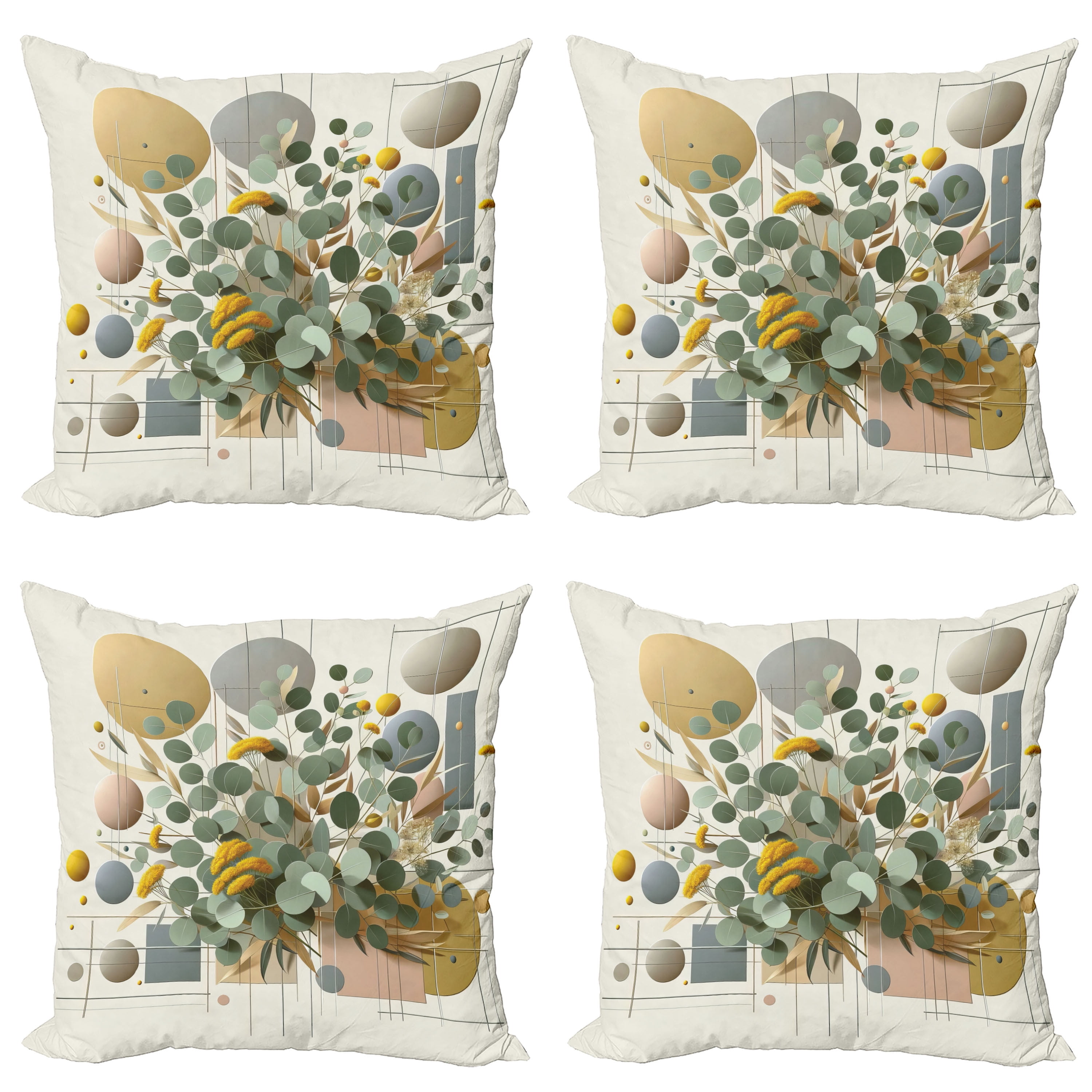 Ambesonne Eucalyptus Leaves Throw Pillow Cover 4 Pack, Blooming ...