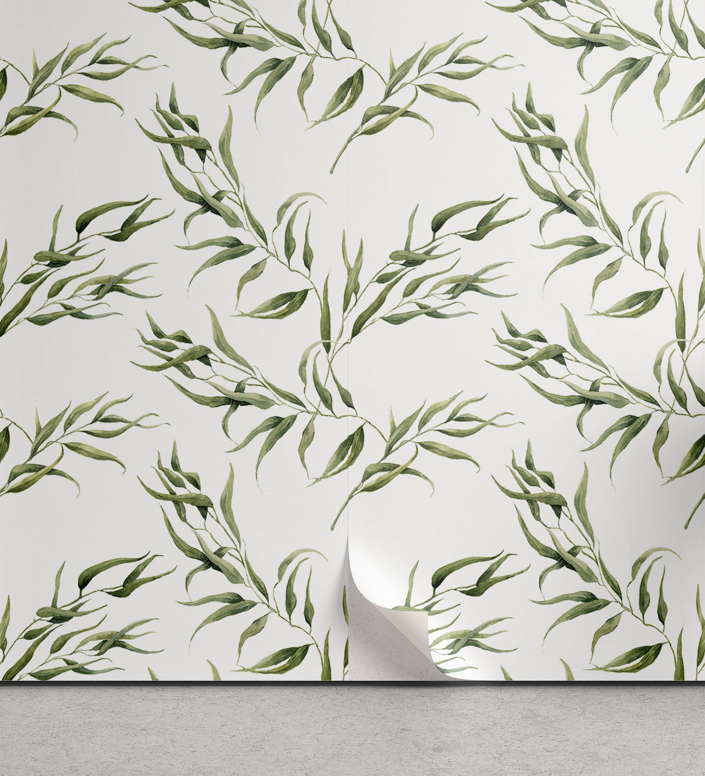 Ambesonne Eucalyptus Peel & Stick Wallpaper for Home, Watercolor Effect ...