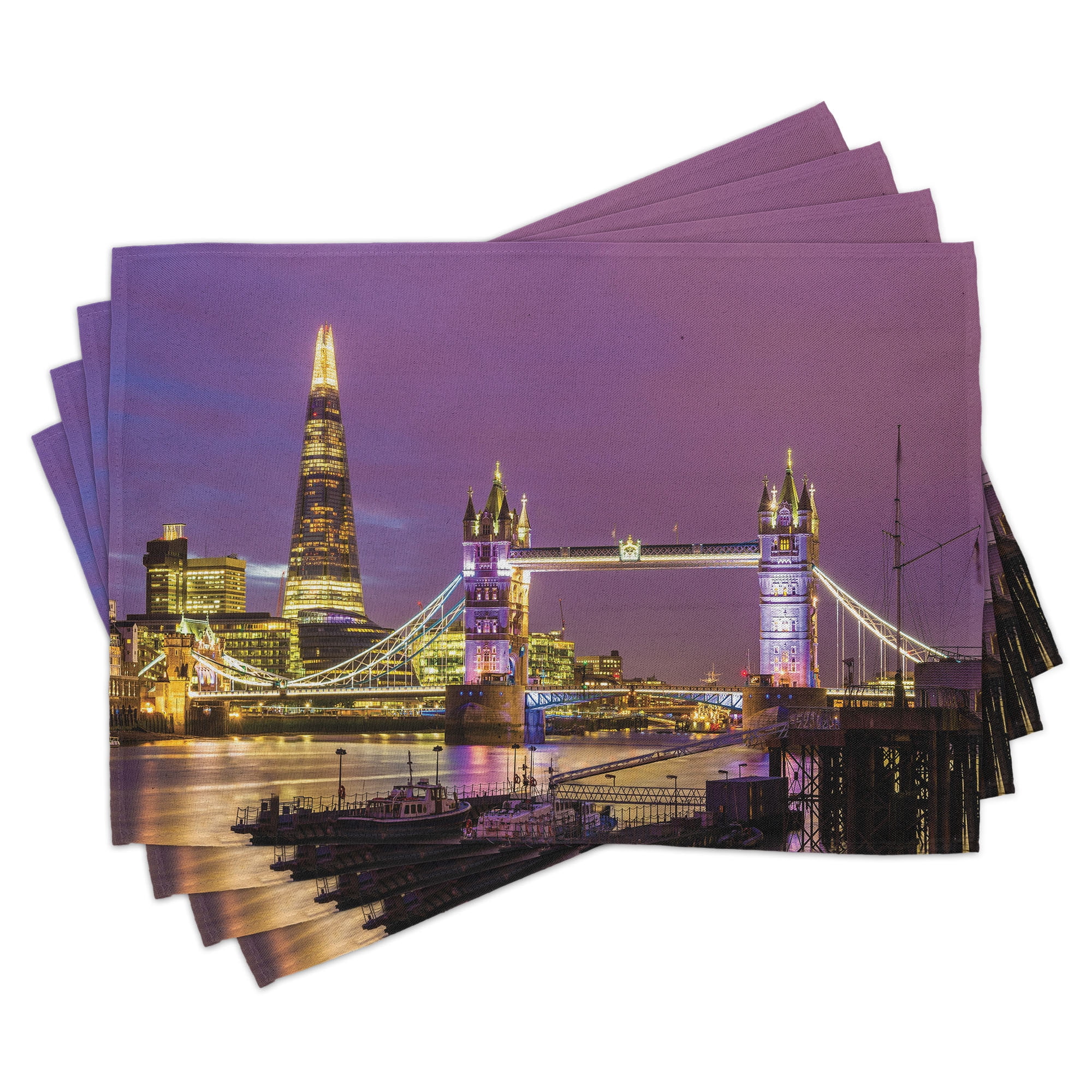 Ambesonne Europe Place Mats Set of 4, Tower Bridge in London, Standard ...