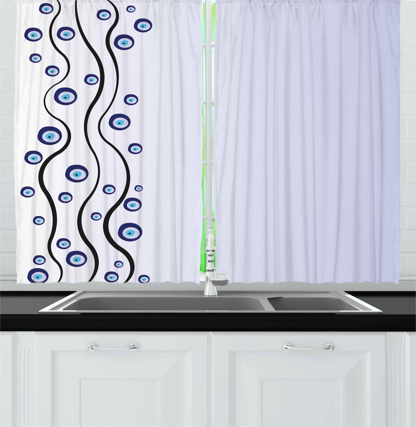 Ambesonne Evil Eye Kitchen Curtains, Eye Shape Shape Lines, 55"x39 ...