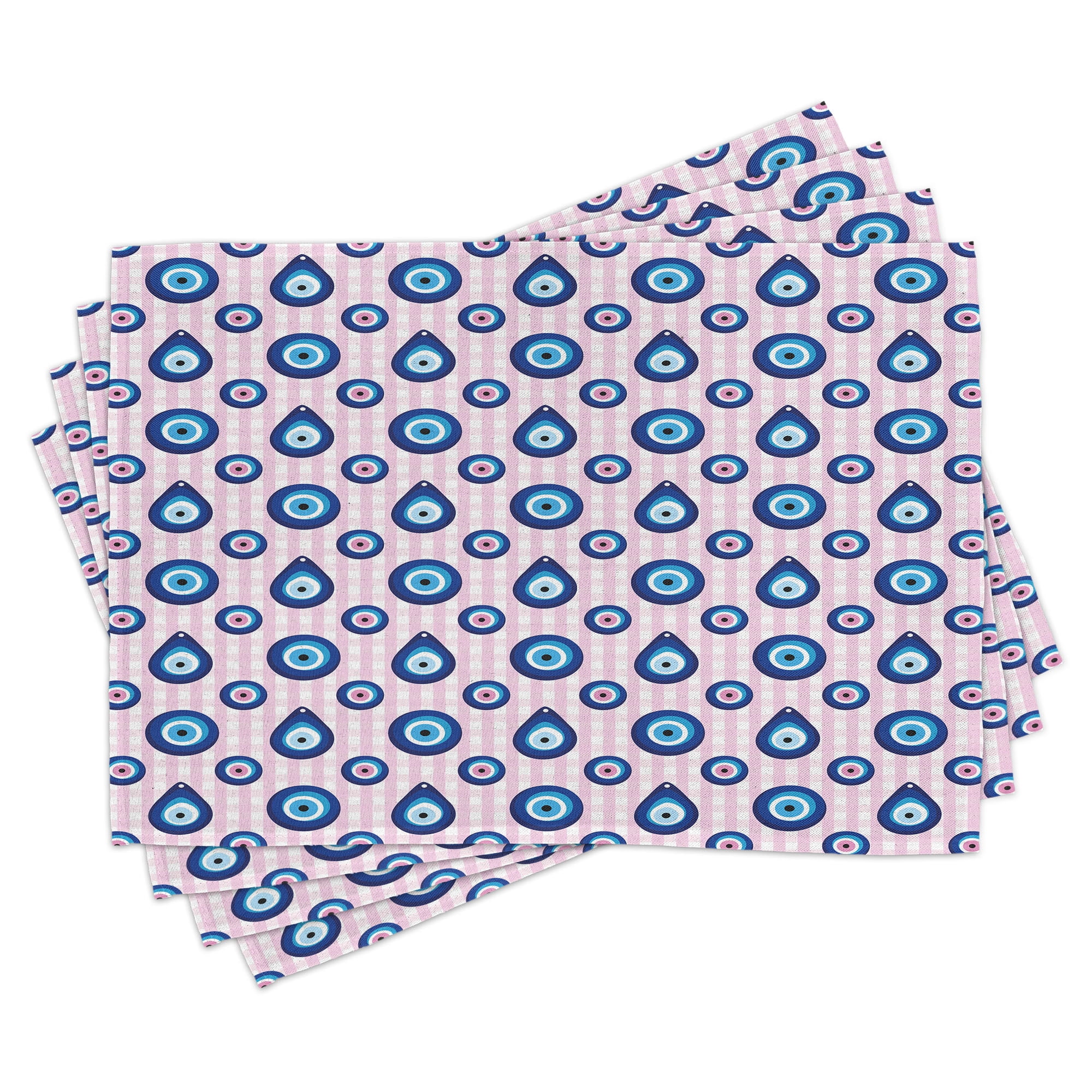 Ambesonne Evil Eye Place Mats Set of 4, Bead Shapes Checkered, Standard ...