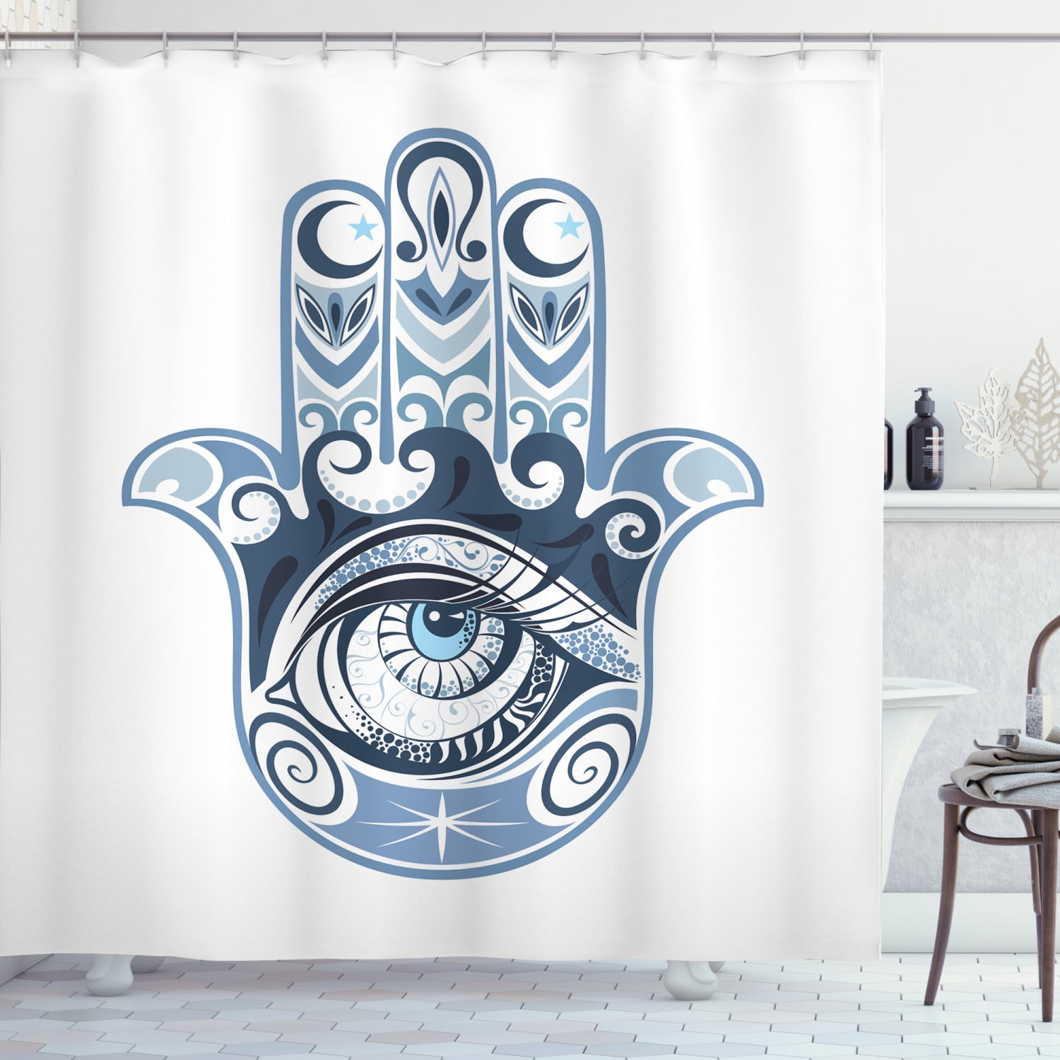 Ambesonne Evil Eye Shower Curtain, Luck Piece, 69"Wx75"L, Dark Blue ...