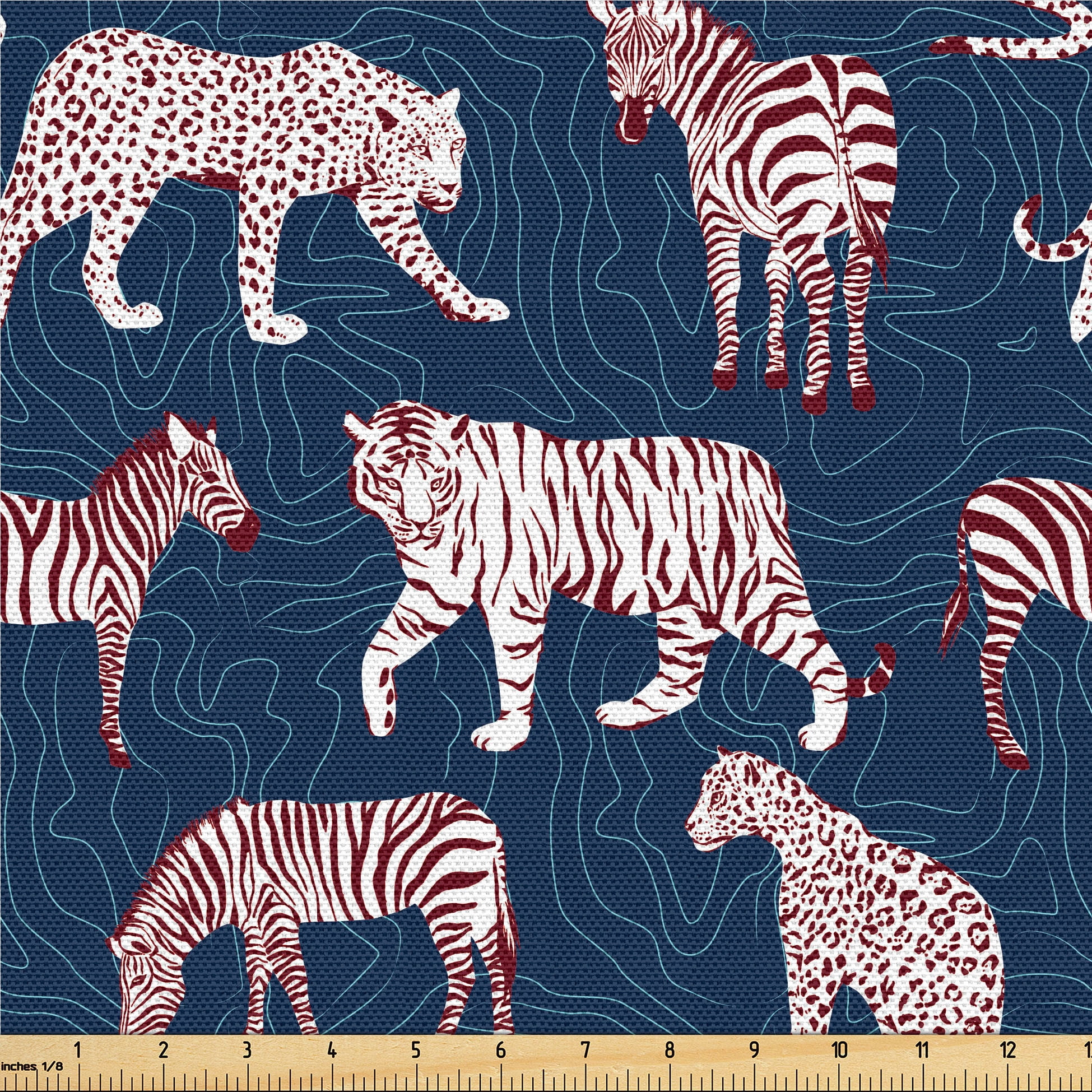 Ambesonne Exotic Fabric by the Yard Upholstery, Cheetah Tiger Zebra ...