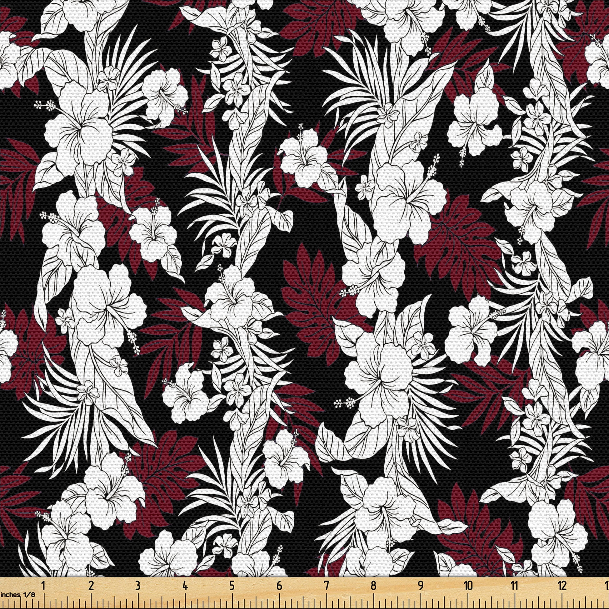 Ambesonne Exotic Fabric by the Yard Upholstery, Flowers Tropical Jungle ...