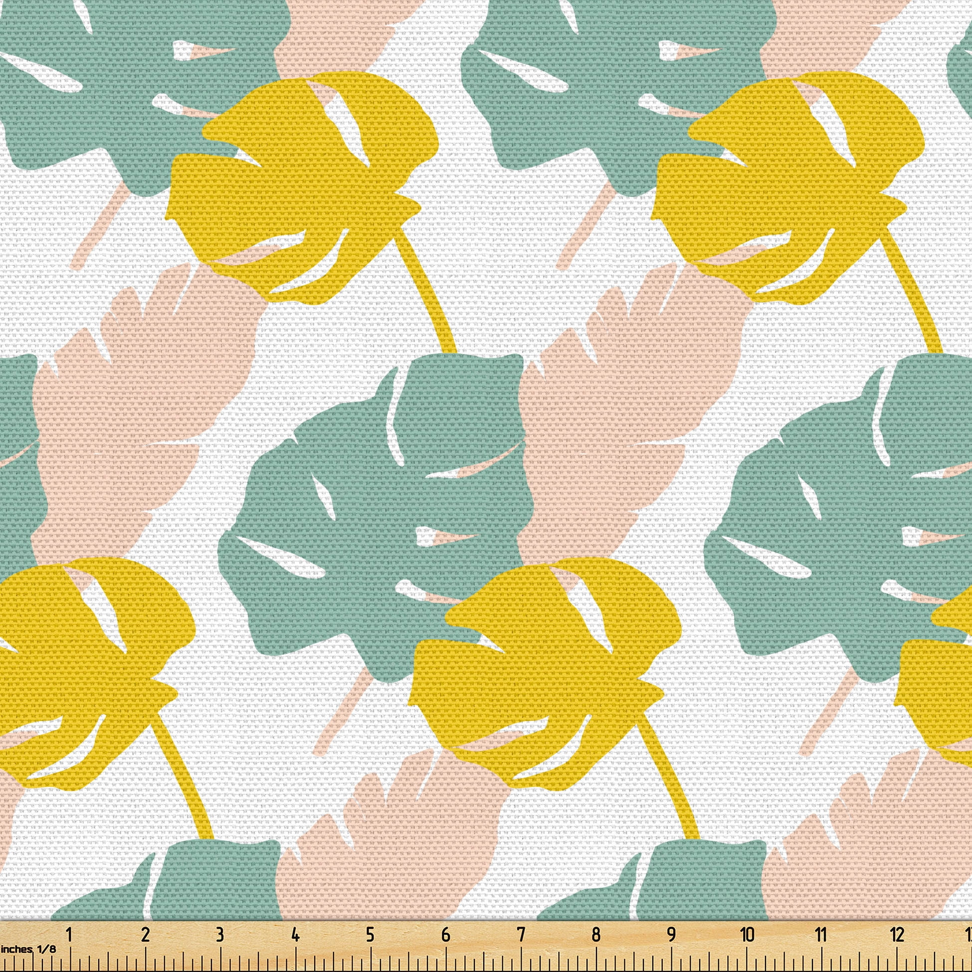 Ambesonne Exotic Fabric by the Yard Upholstery, Oversimplified Monstera ...
