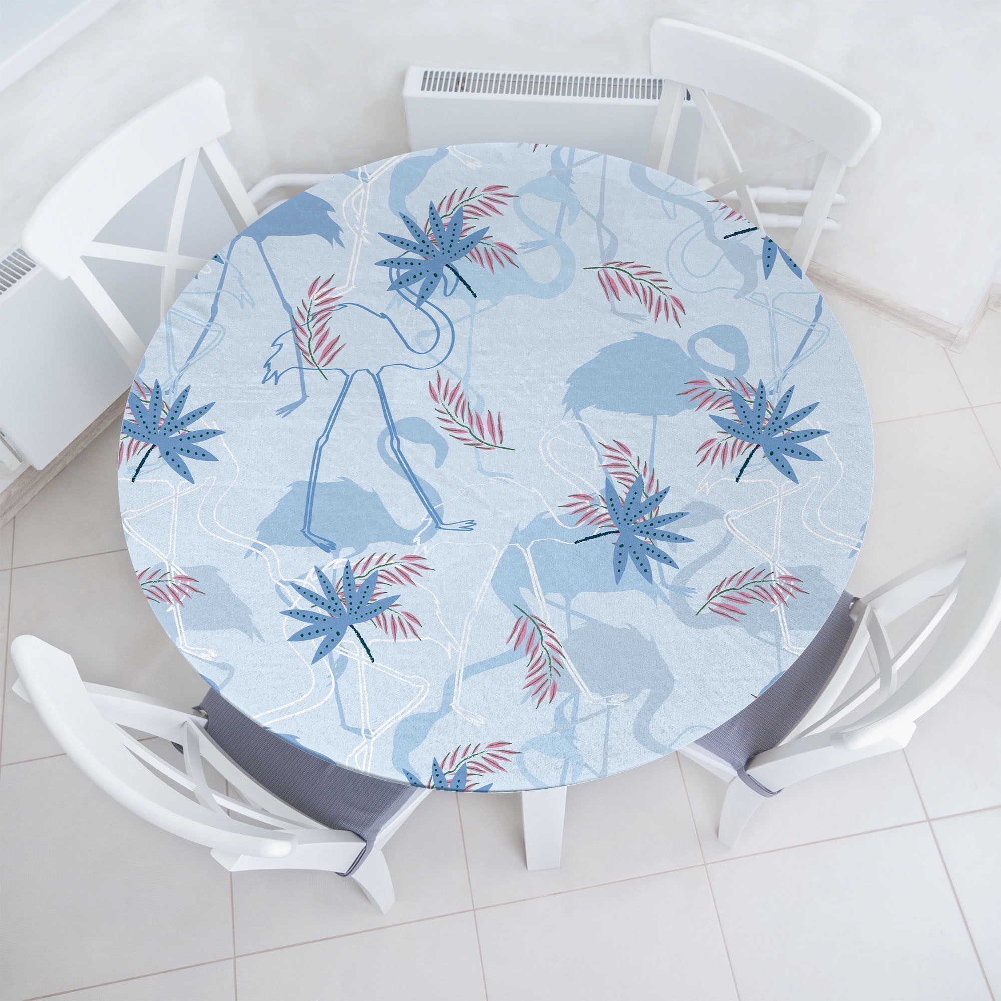 Ambesonne Exotic Fitted Round Tablecloth, Summer Hawaiian Leaves Print ...