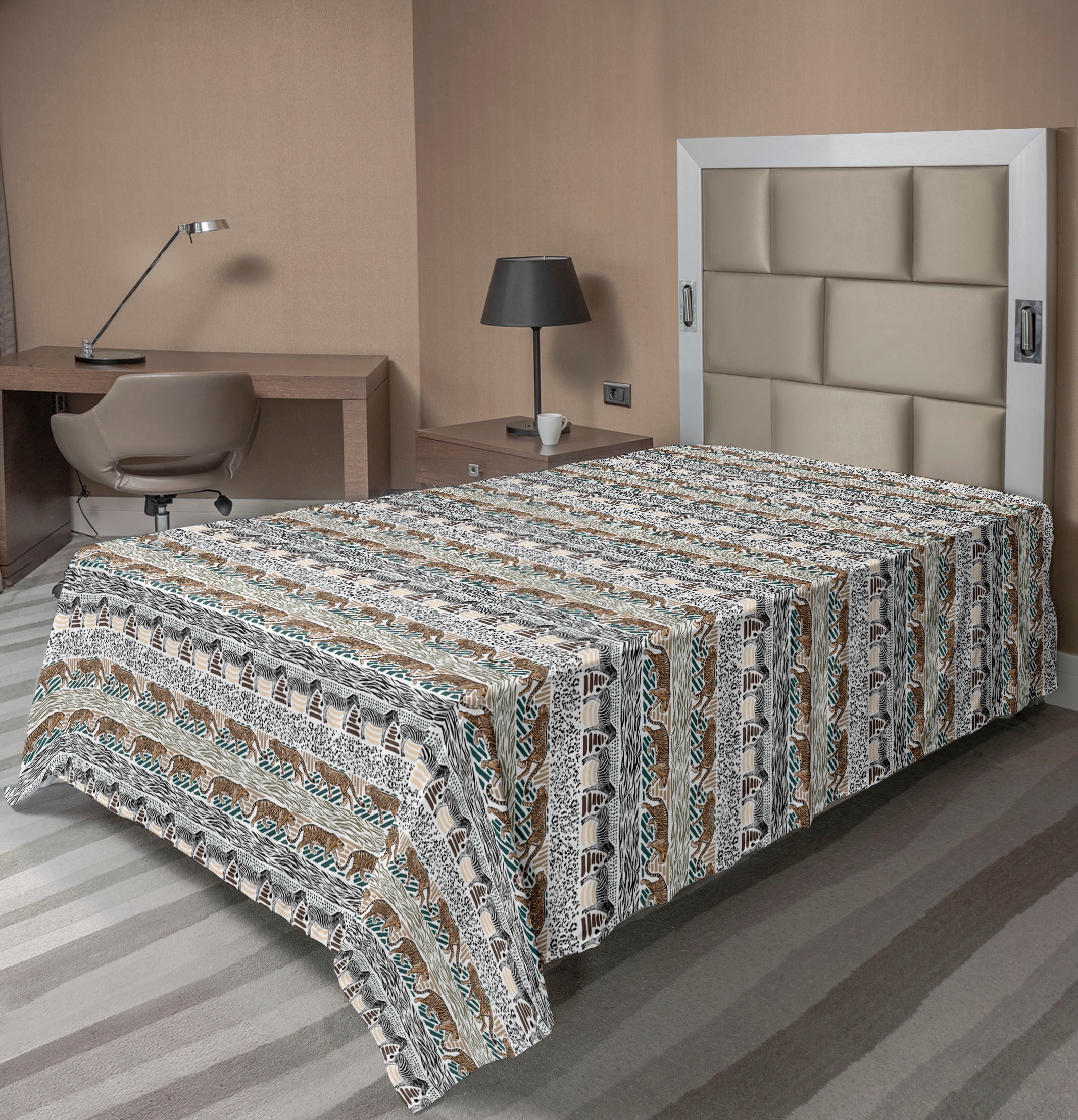 Ambesonne Exotic Flat Bedding Sheet Soft Top Sheet, African Nature ...