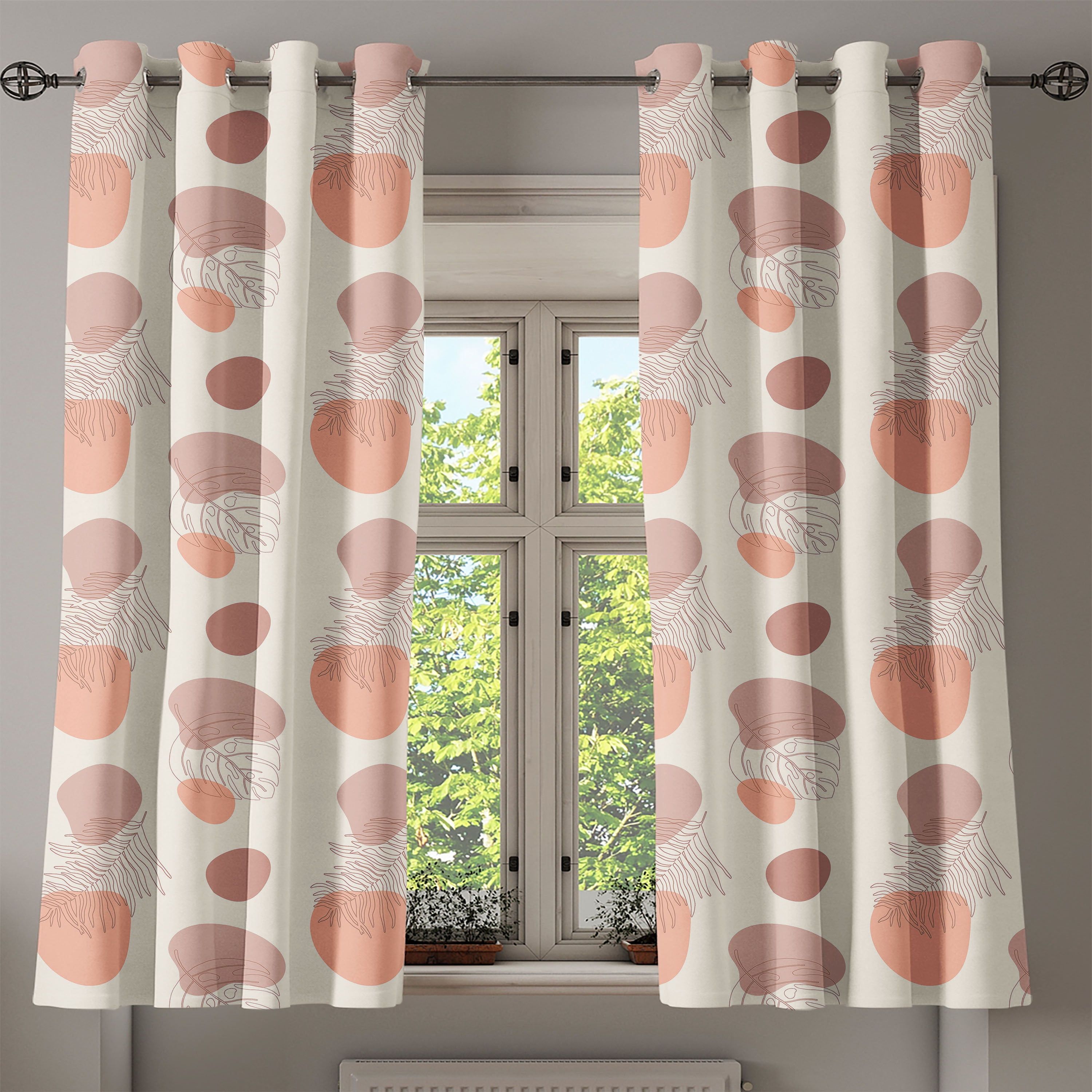 Ambesonne Exotic Grommet Curtain, Tropical Palm Tree Leaf Art, 50"x60 ...