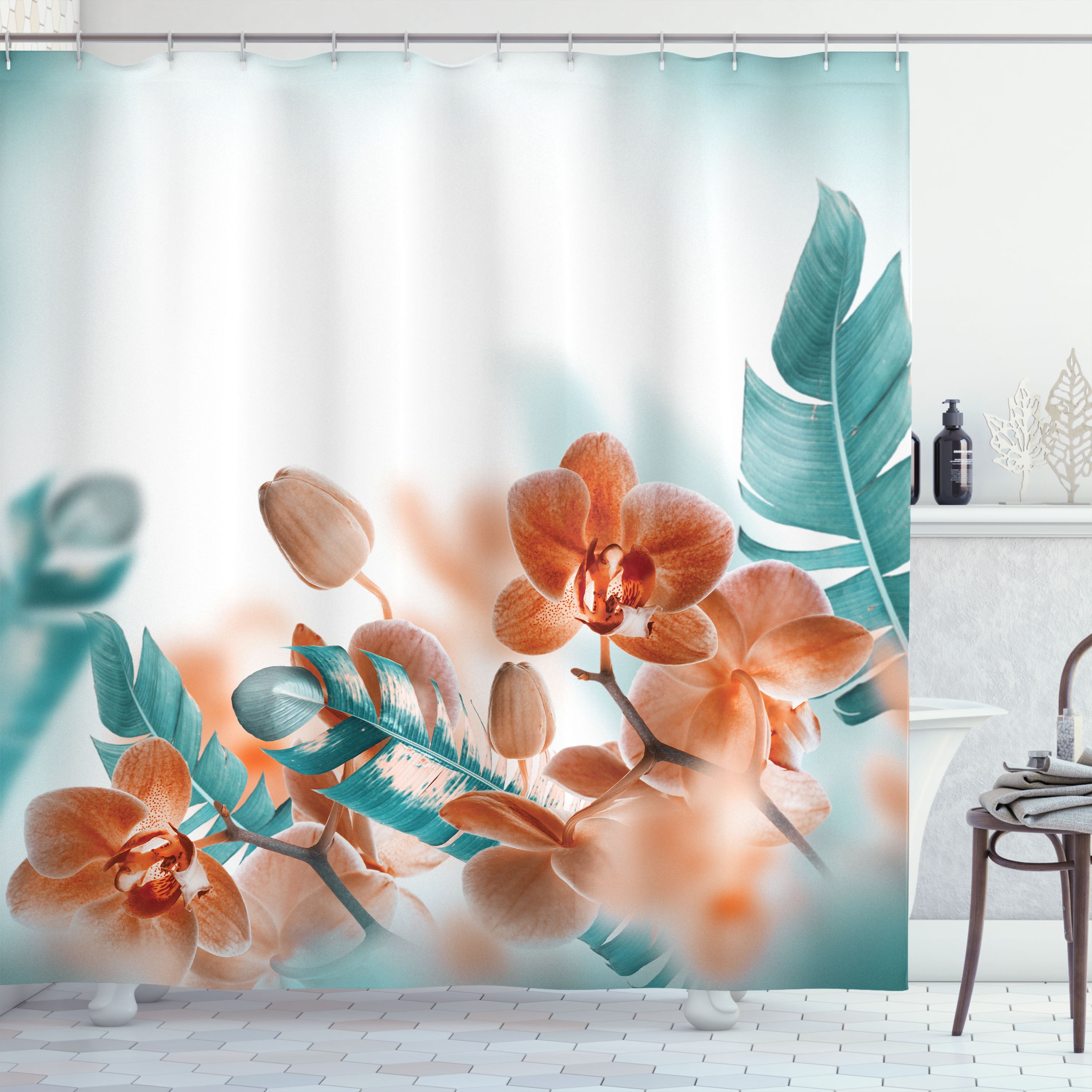 Ambesonne Exotic Shower Curtain, Orchids Blossoms Floral, 69"Wx75"L ...
