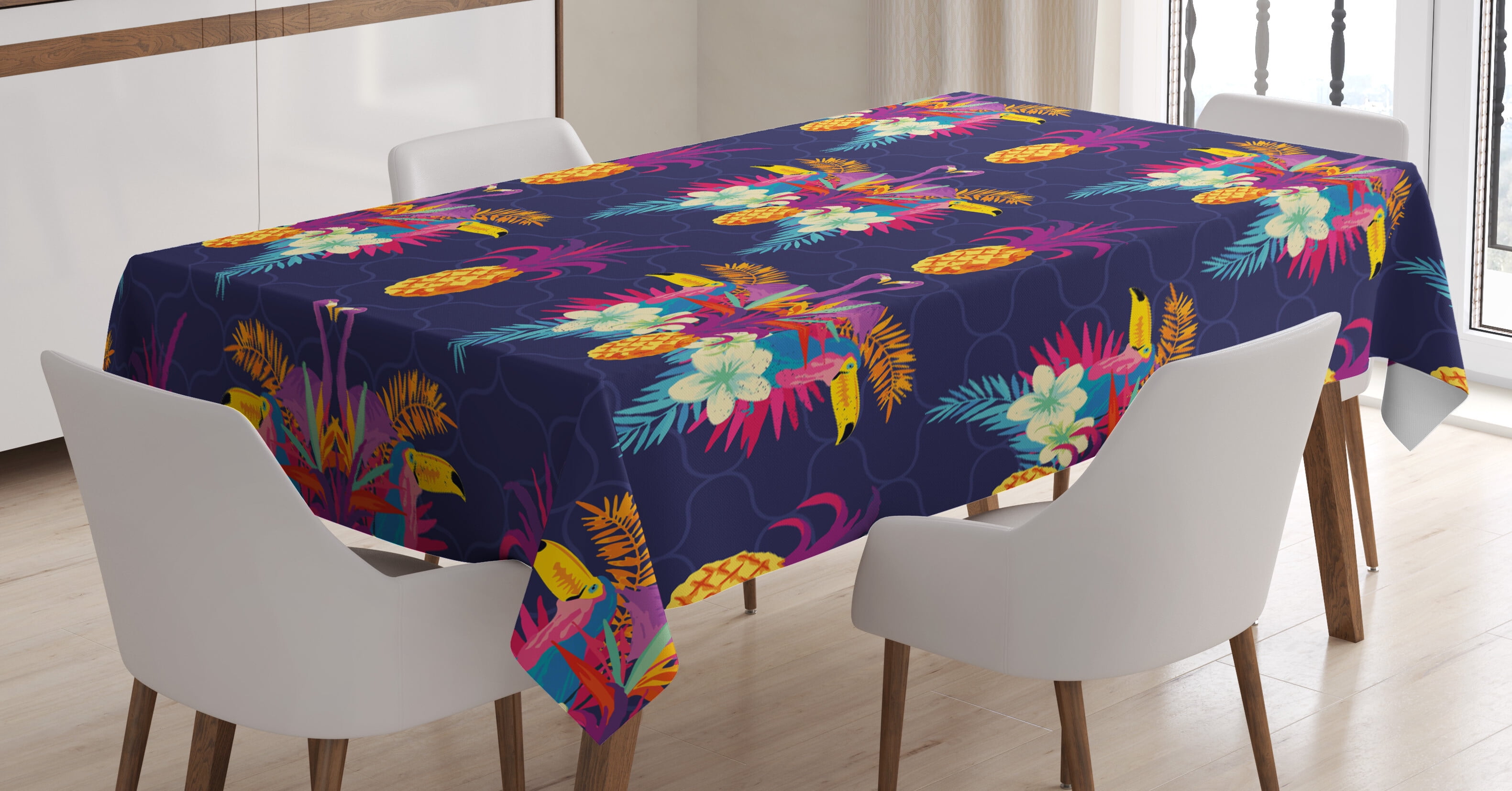 Ambesonne Exotic Tablecloth Rectangular Table Cover, Vivid Flowers ...