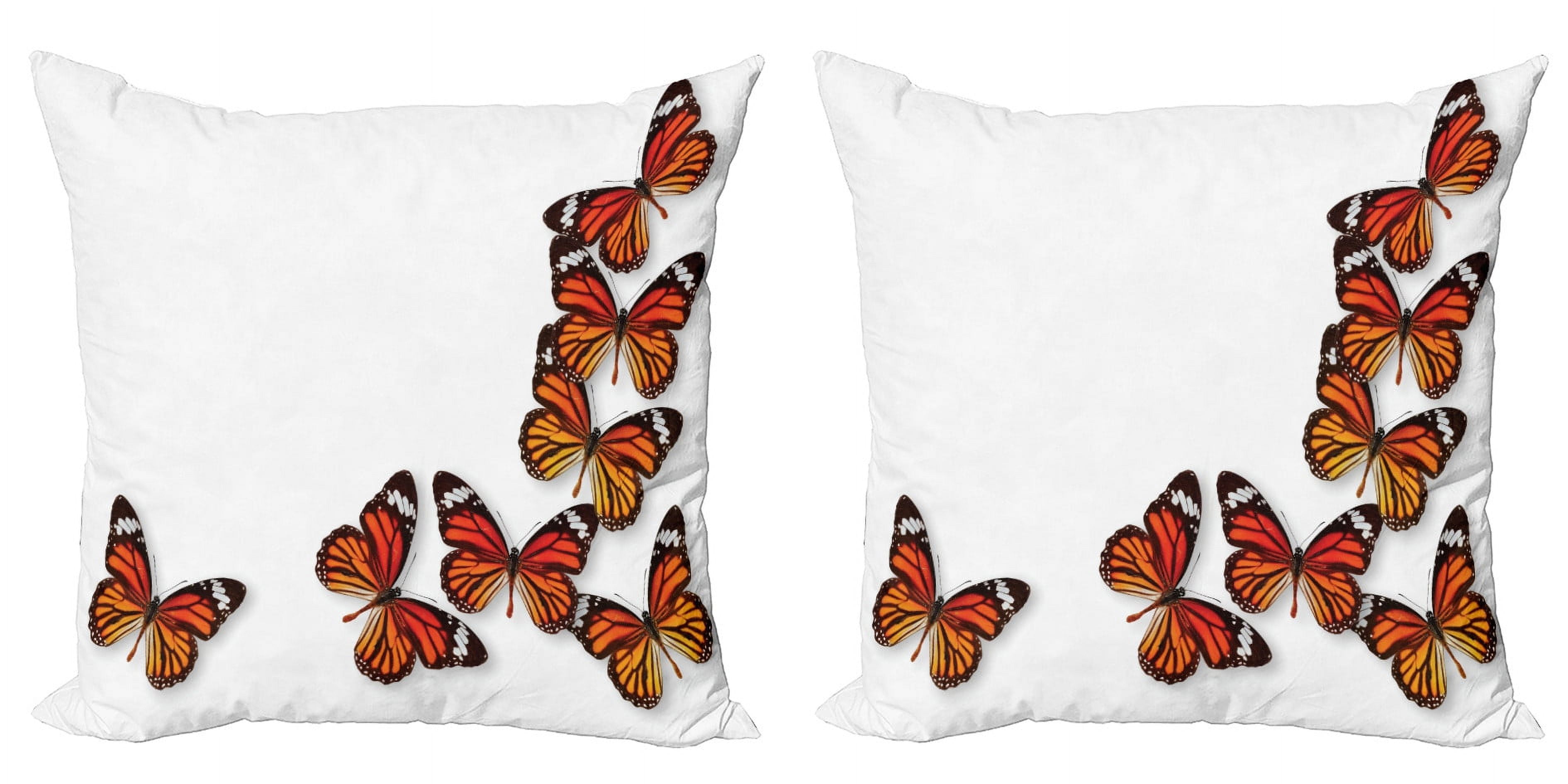 Ambesonne Exotic Throw Pillow Cover 2 Pack, Spring Monarch Bug, 16 ...