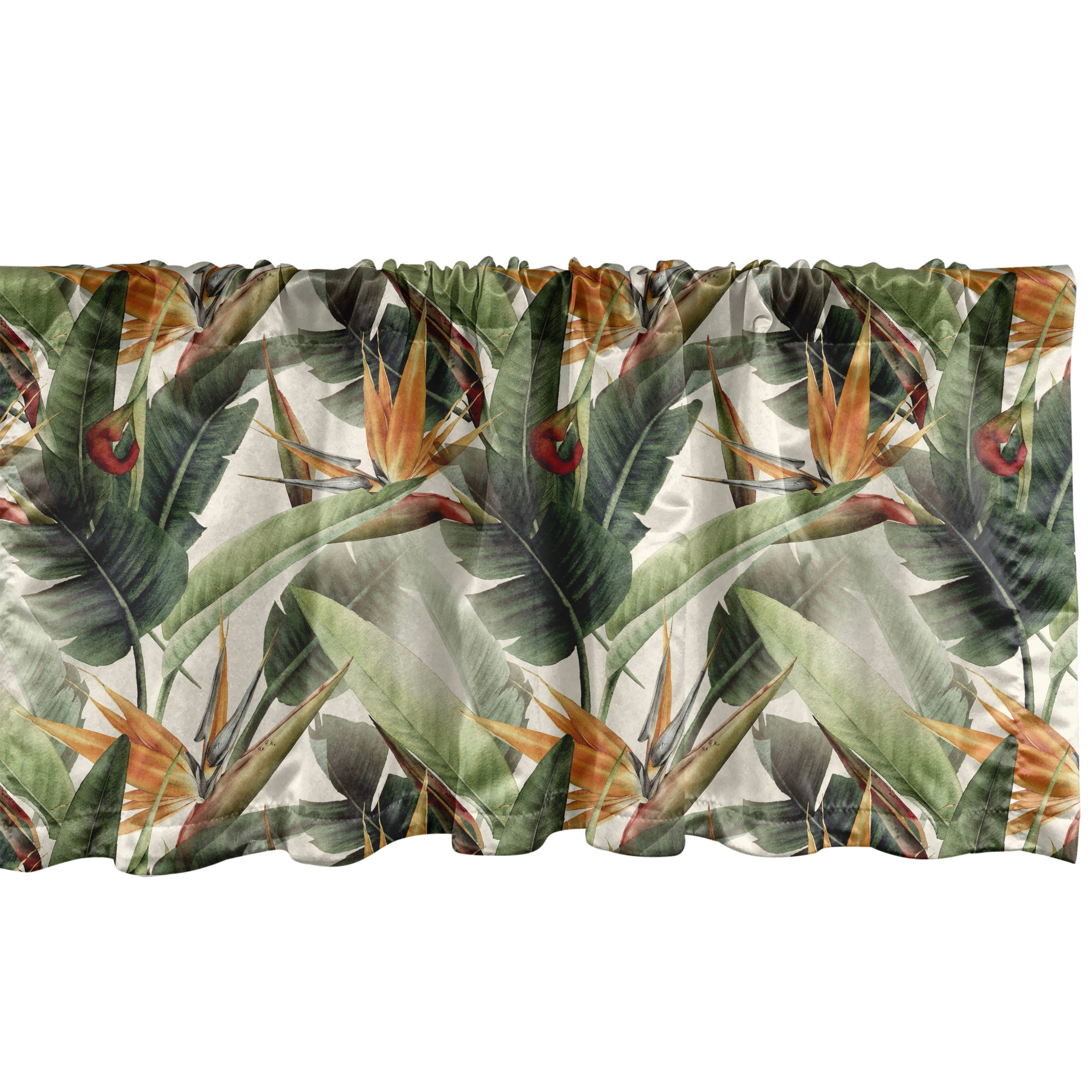 Ambesonne Exotic Window Valance, Bird Flowers Tropical Design, 42" x 12 ...