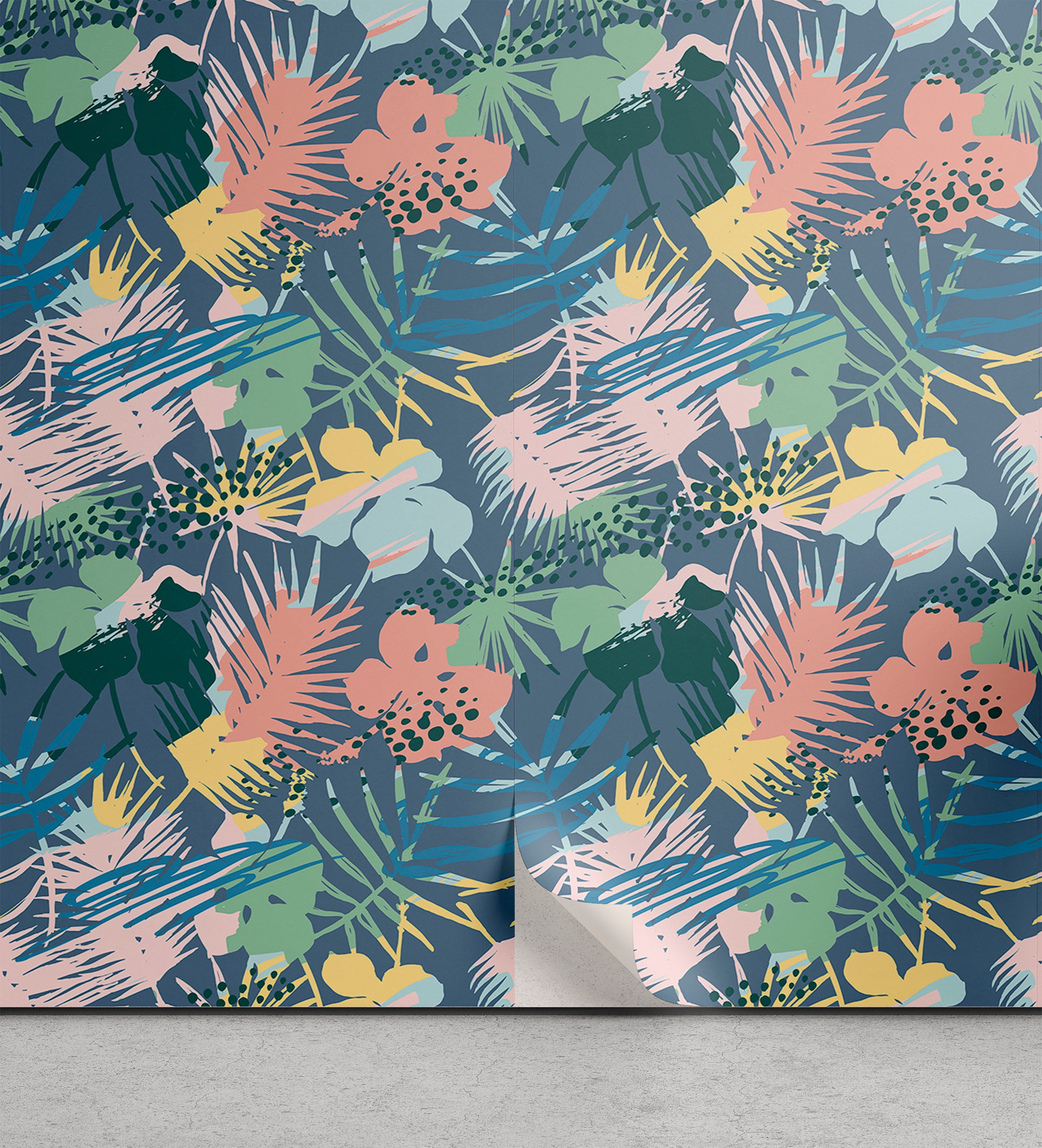 Ambesonne Exotics Peel & Stick Wallpaper for Home, Dreamy Boho Leaves ...