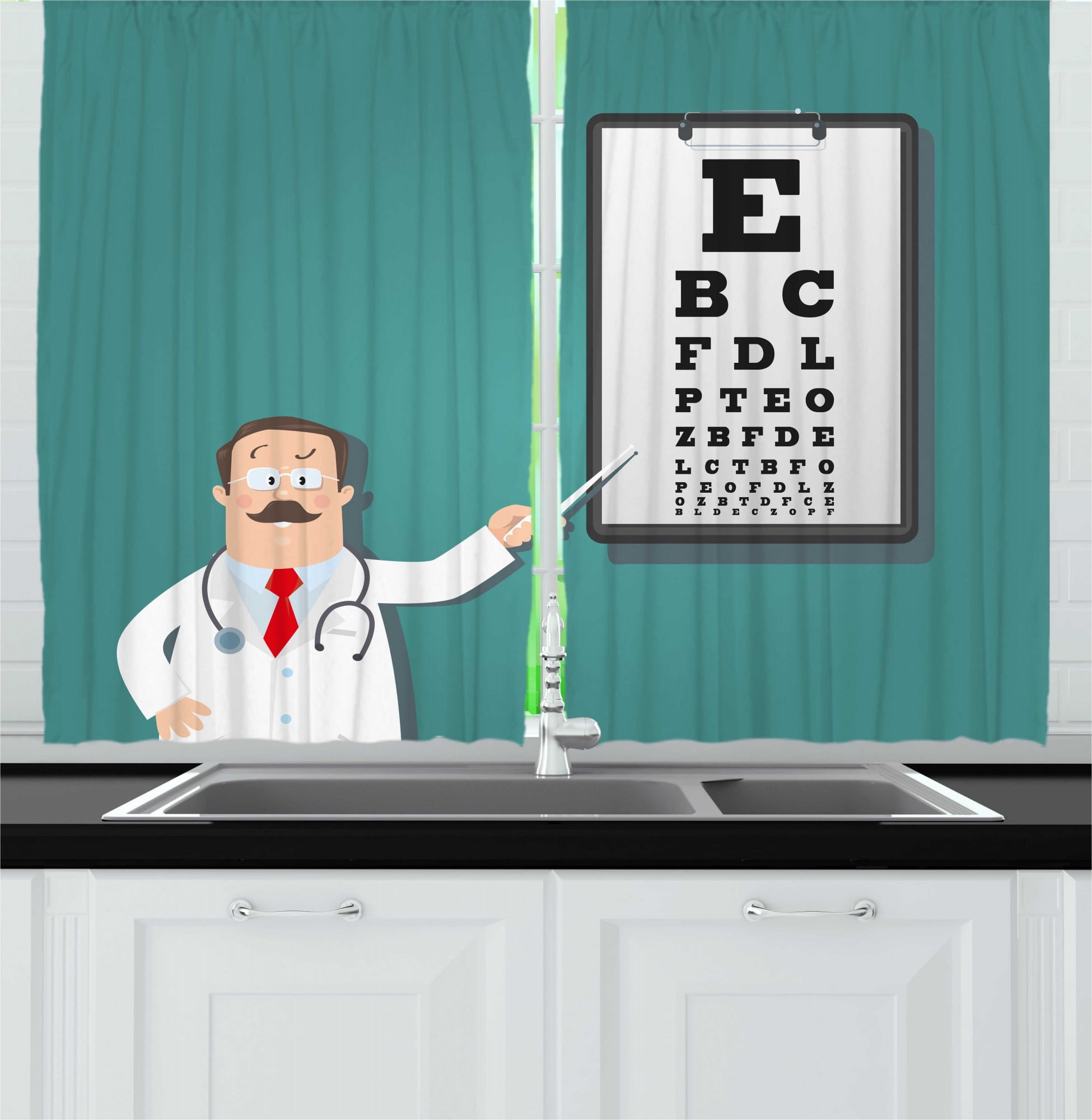 Ambesonne Eye Chart Kitchen Curtains, Optician Doctor Snellen, 55"x45 ...