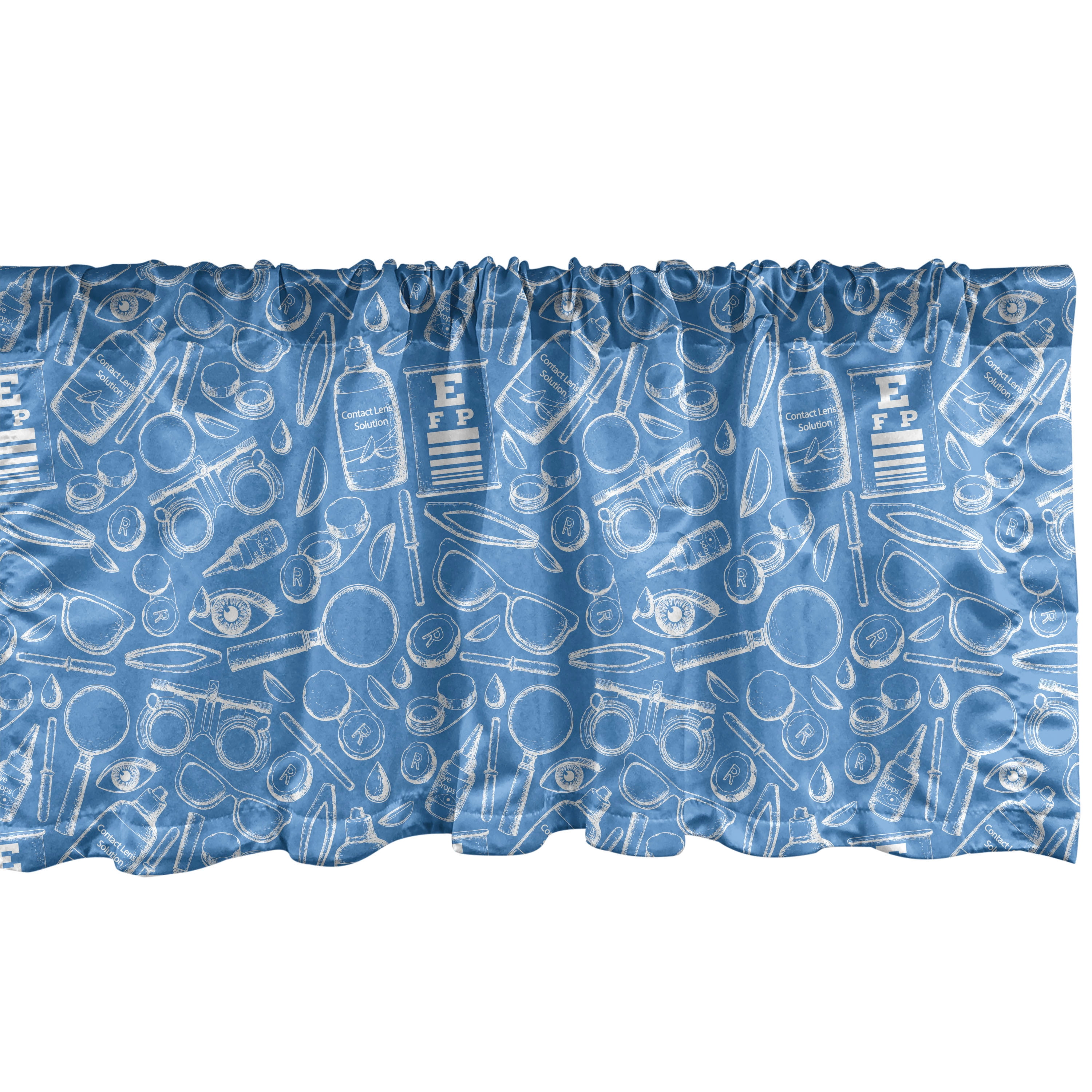 Ambesonne Eye Chart Window Valance, Hand Drawn Items Motif, 42" x 12 ...