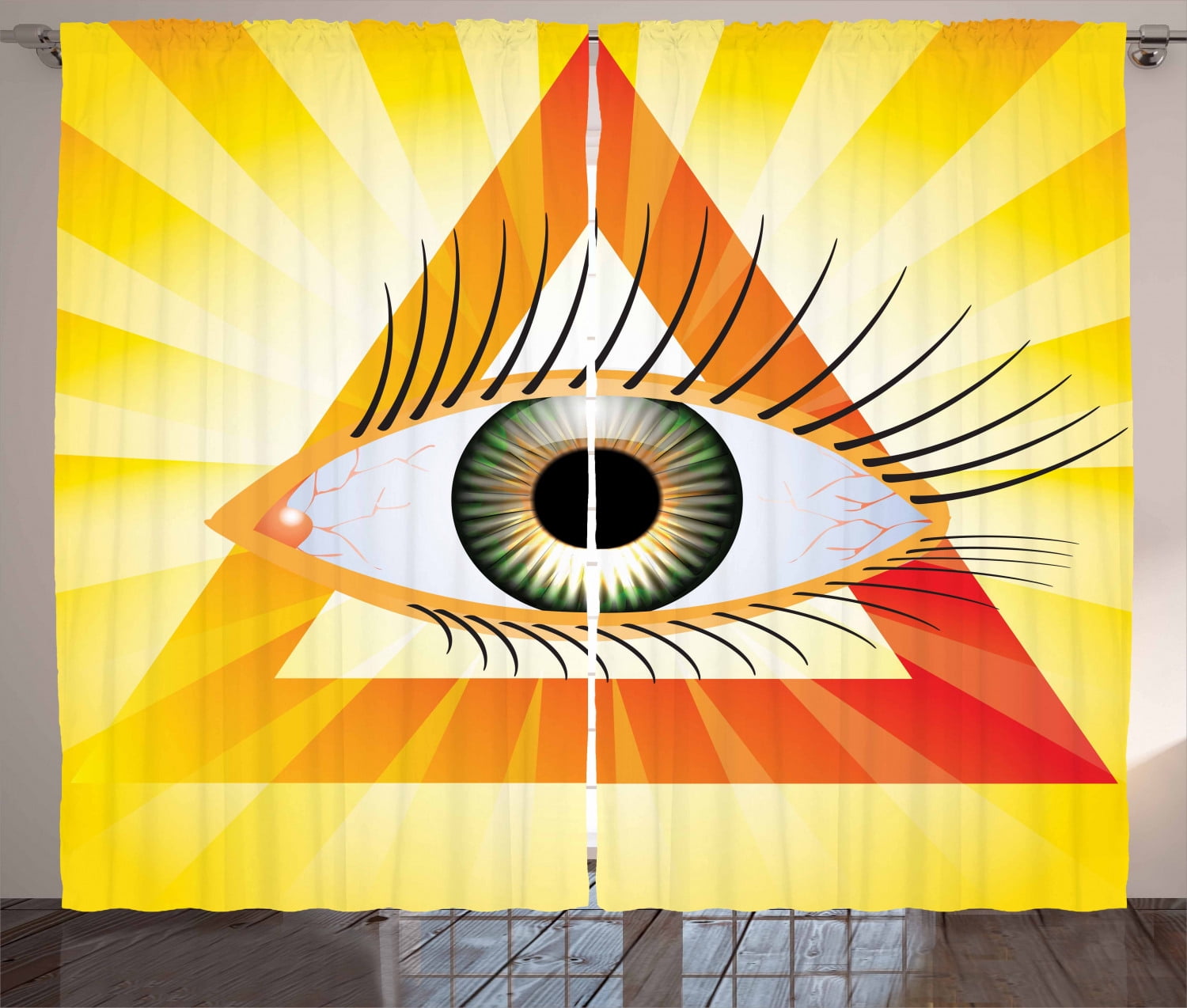 Ambesonne Eye Curtains 2 Panel Set, Powerful Sight Triangle, 108" x 84 ...