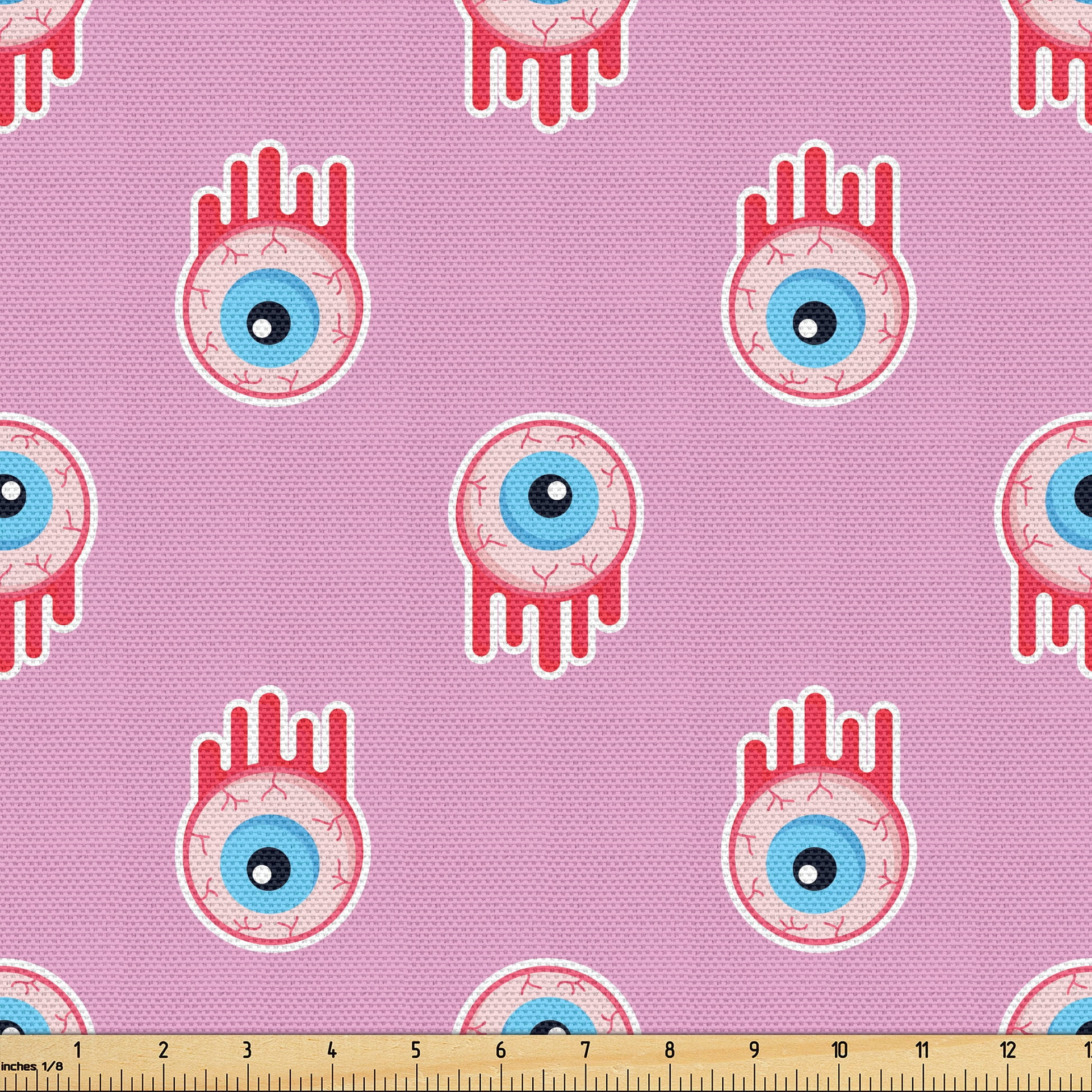 Ambesonne Eyeball Fabric by the Yard Upholstery, Pop Art Style Monster Eyes, 5 Yards, Soft Pink ...