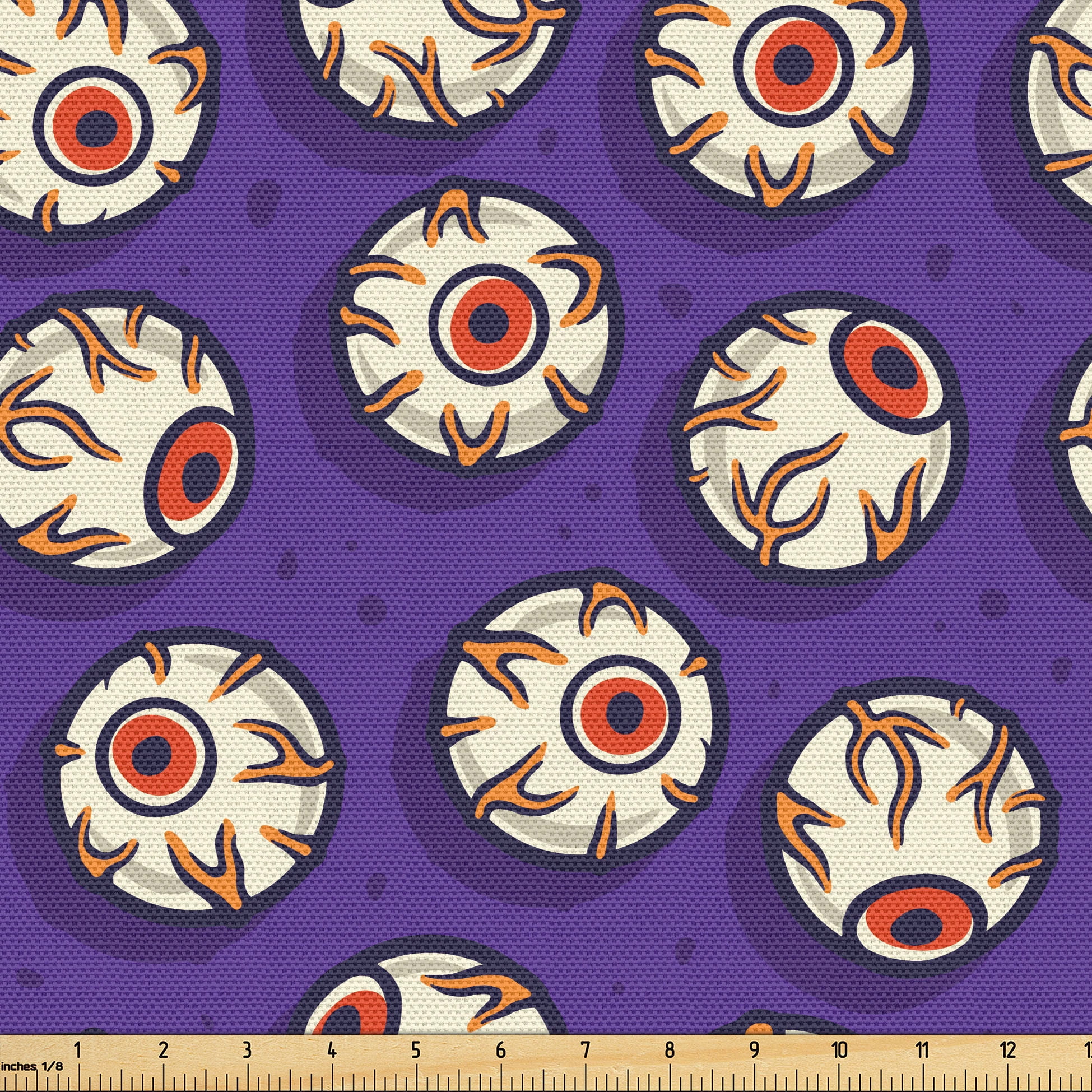 Ambesonne Eyeball Fabric by the Yard Upholstery, Scary Monster Eyes Pattern, 3 Yards, Violet ...