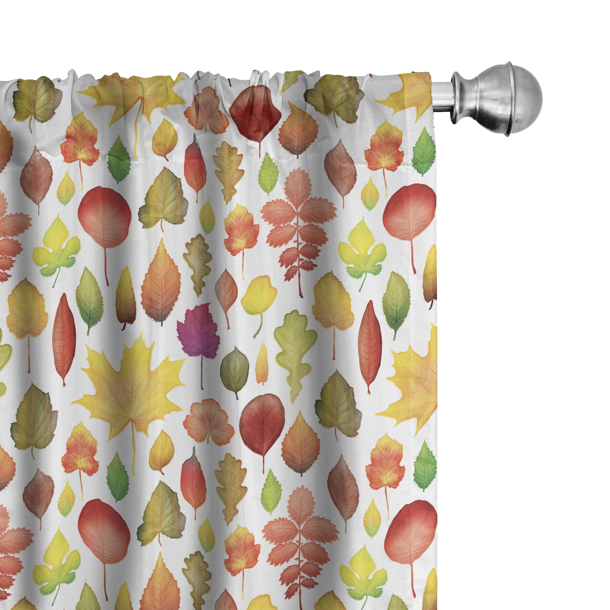 Ambesonne Fall Curtains, Colorful Leafage Woodland, Pair of 28"x84 ...