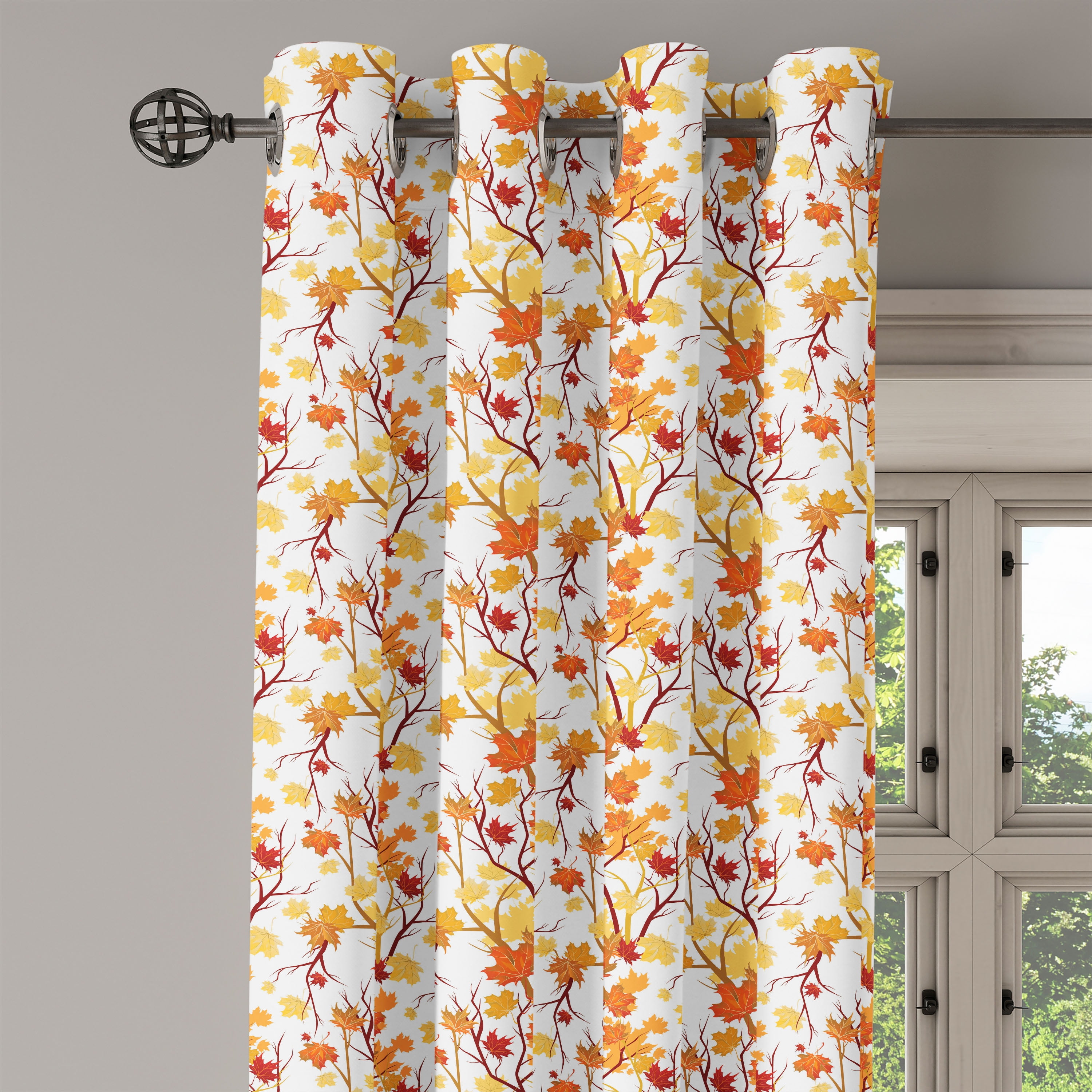 Ambesonne Fall Grommet Curtain Single Panel, Autumn Season Elements ...