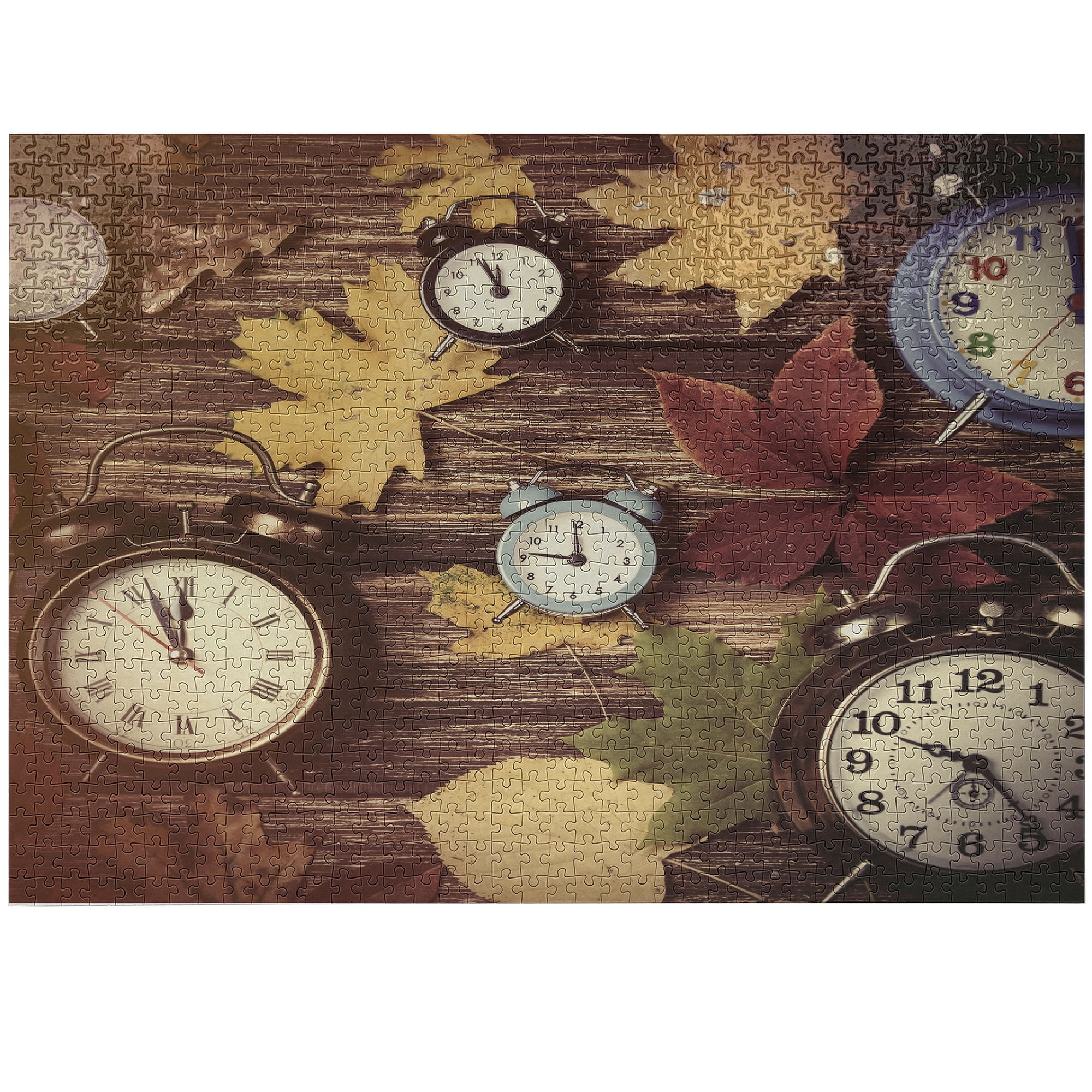 Ambesonne Fall Jigsaw Puzzle Durable Cardboard, Clocks with Dry Leaves ...