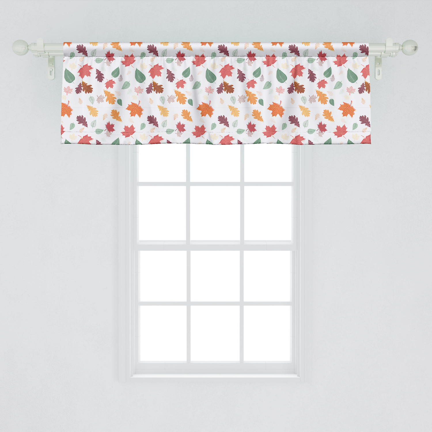 Ambesonne Fall Leaves Window Valance, Hand Drawn Leaves Pattern Autumn ...