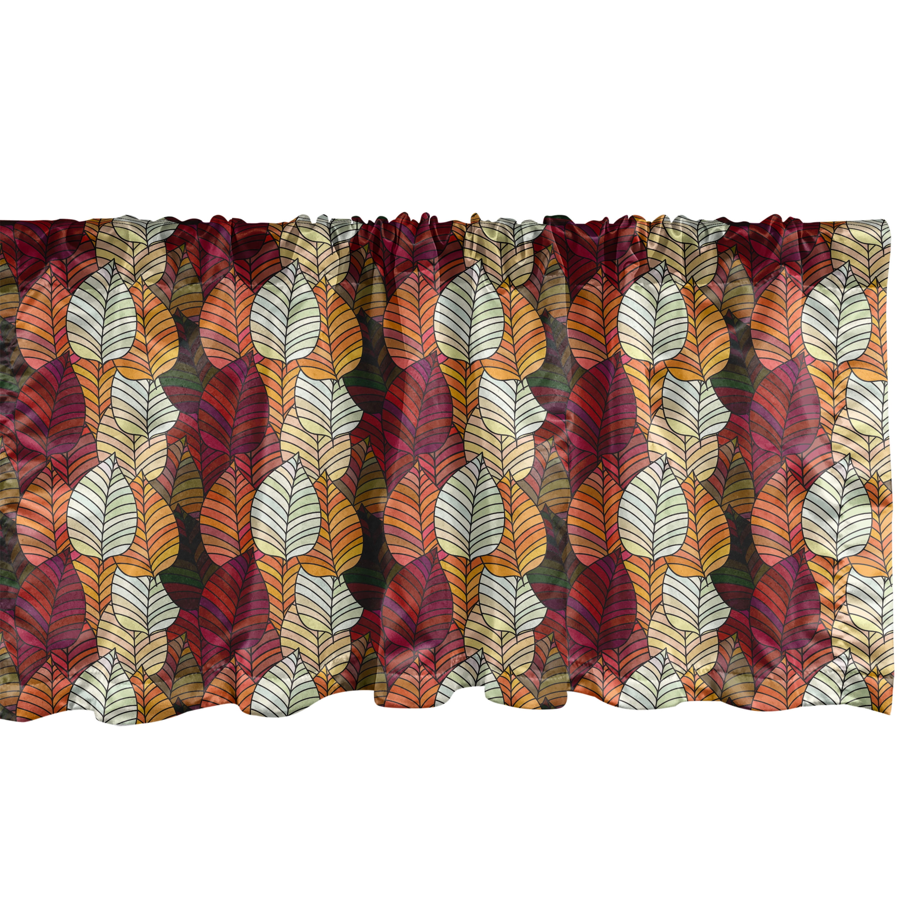 Ambesonne Fall Leaves Window Valance, Striped Motifs Abstract, 54" X 18 ...
