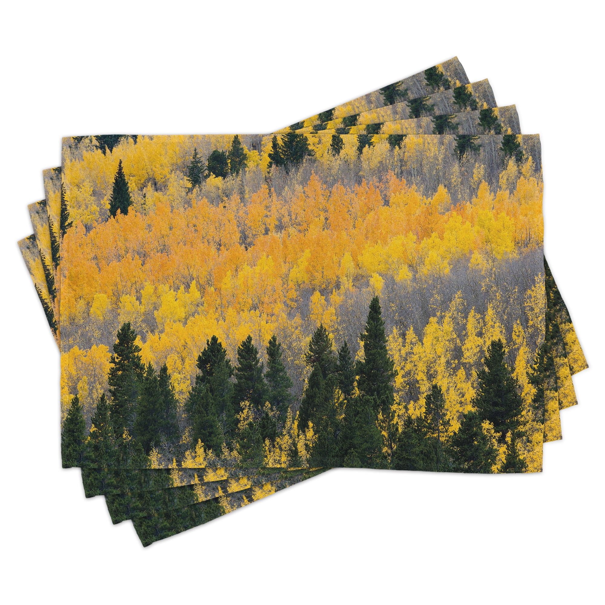 Ambesonne Fall Place Mats Set of 4, Colorful Aspen Trees USA, Standard ...