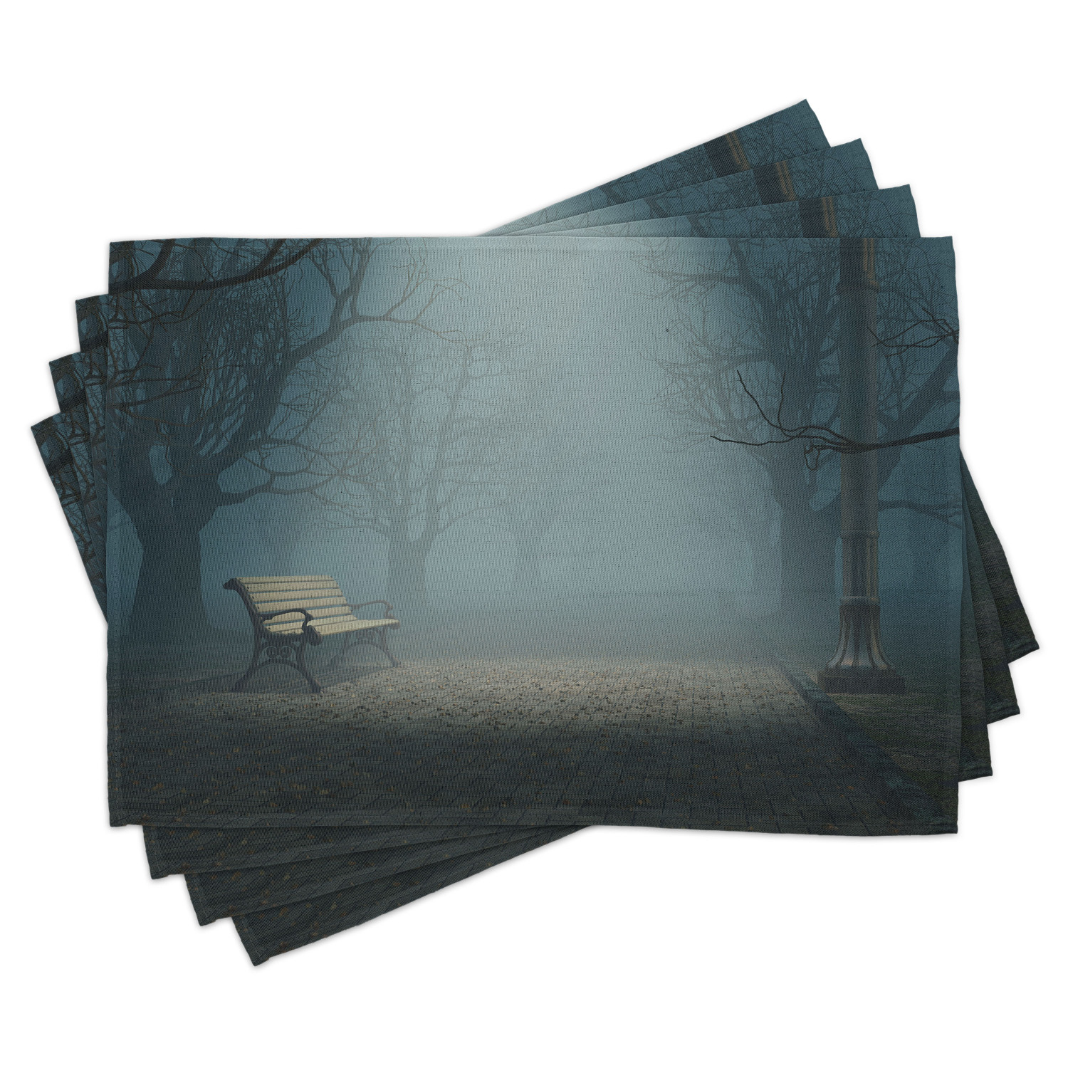 Ambesonne Fall Place Mats Set of 4, Mysterious Park Horror, Standard ...