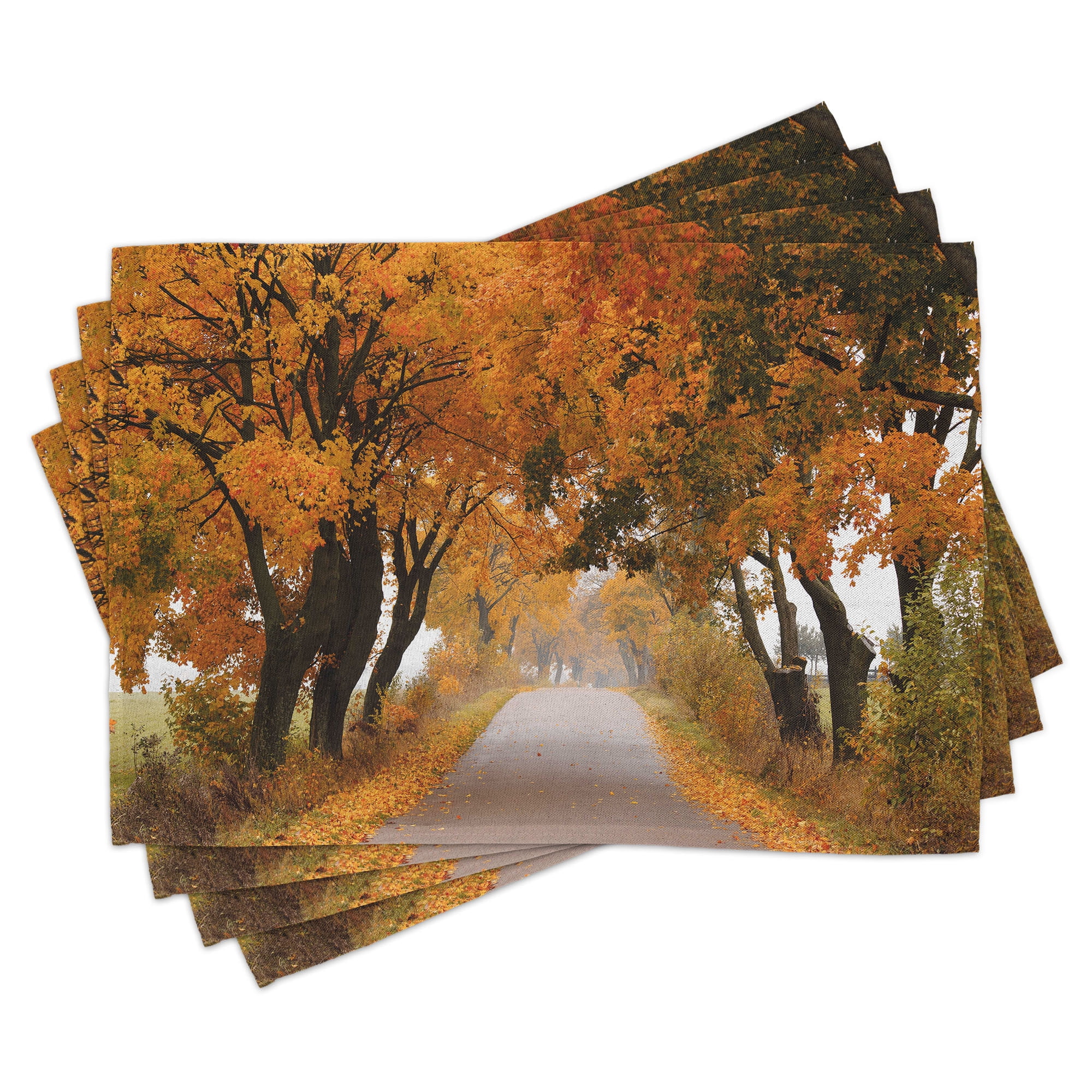Ambesonne Fall Place Mats Set of 4, Serene Vivid Maple Trees, Standard ...