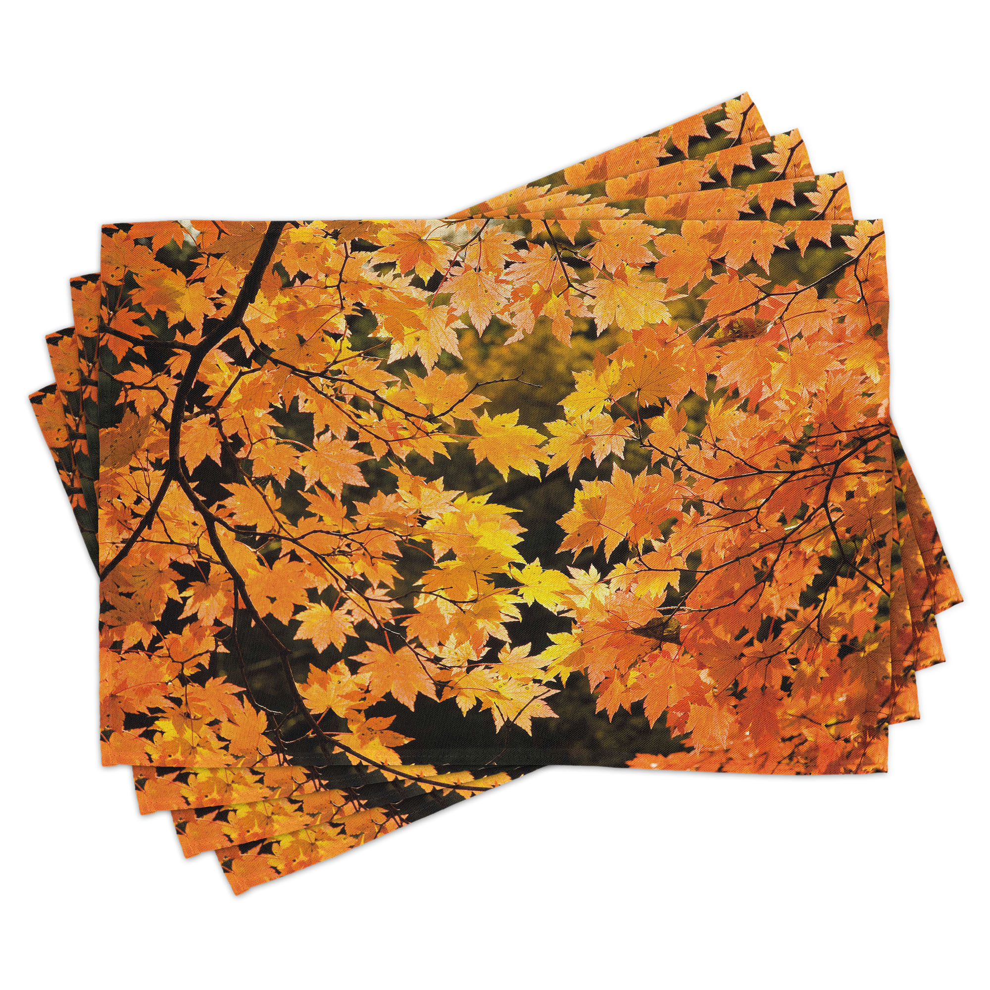 Ambesonne Fall Place Mats Set of 4, Vivid Autumn Maple Leaves, Standard ...