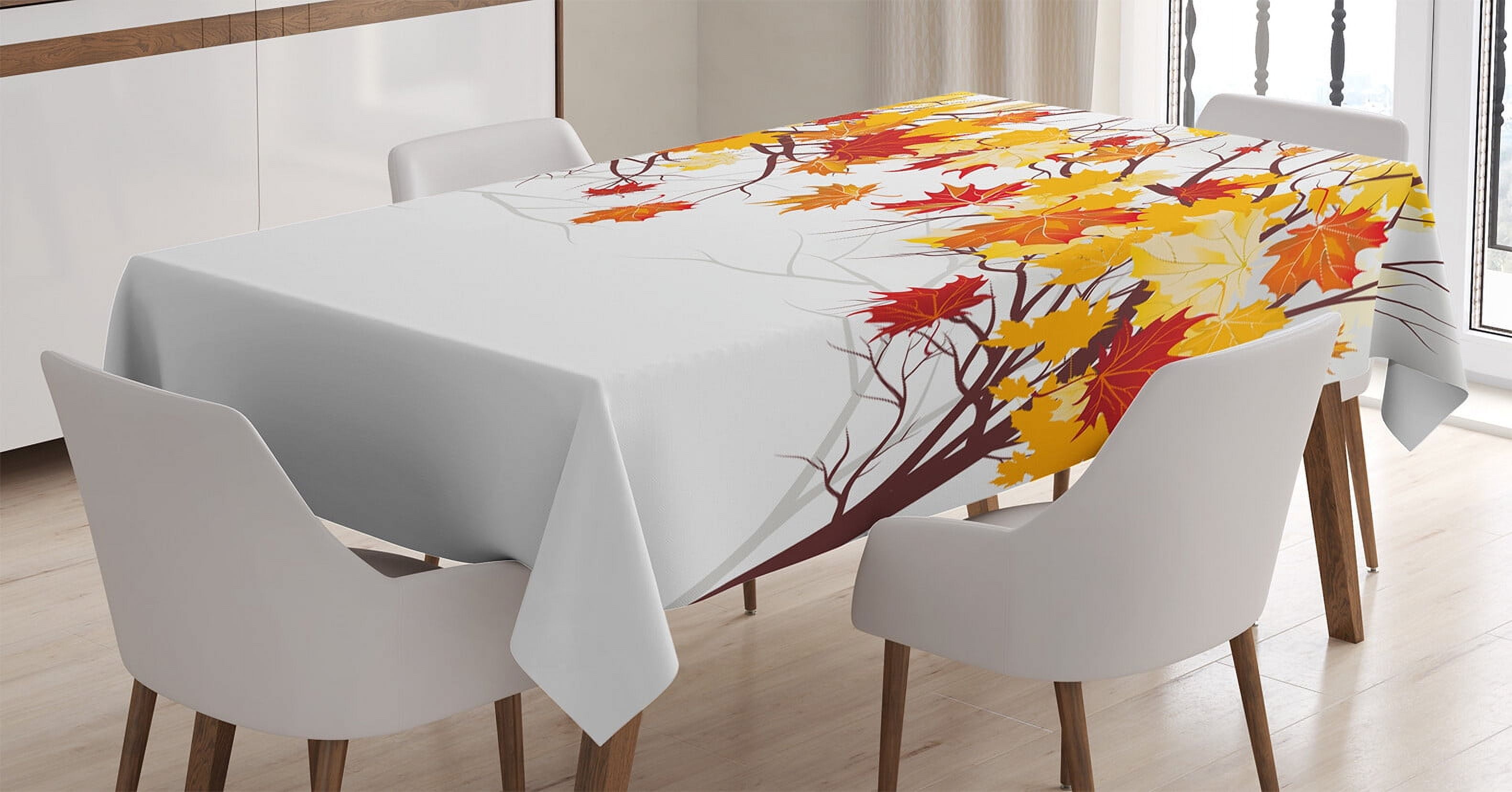 Ambesonne Fall Tablecloth Rectangular Table Cover, Cartoon Maple Autumn ...
