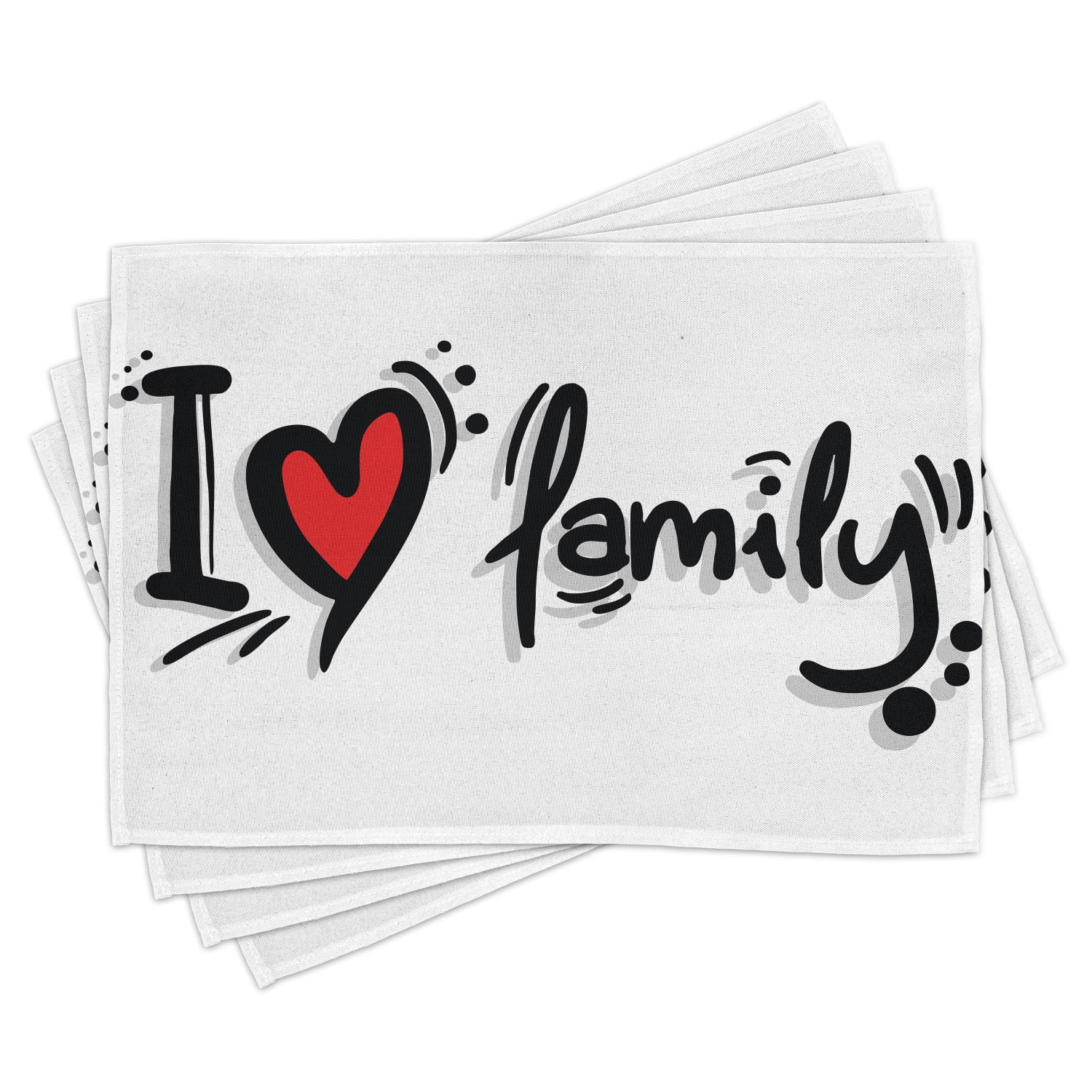 Ambesonne Family Place Mats Set of 4, I Heart Family Pictogram ...