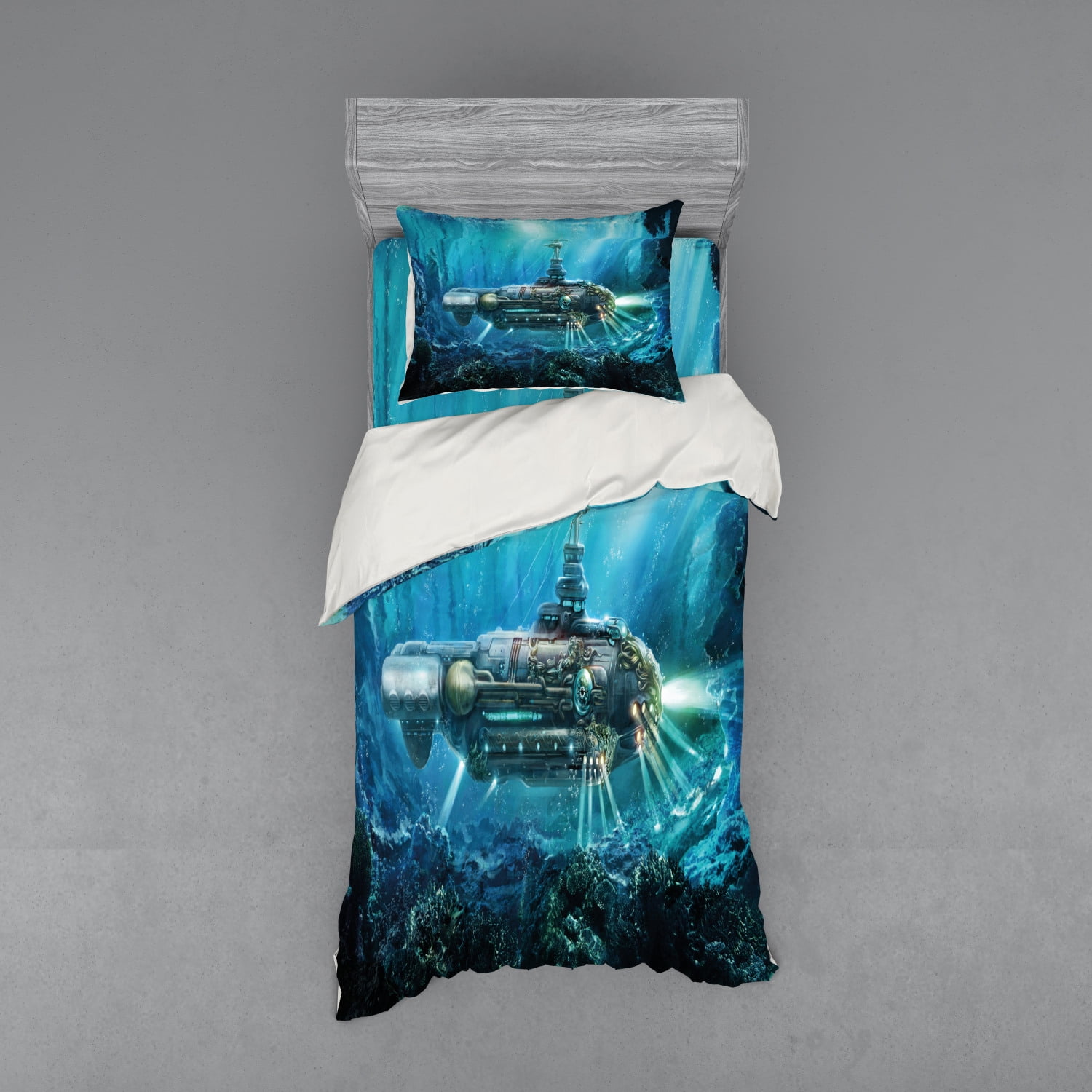 Ambesonne Fantasy Bedding Set 3 Pcs, Science Fiction Submarine, Twin ...