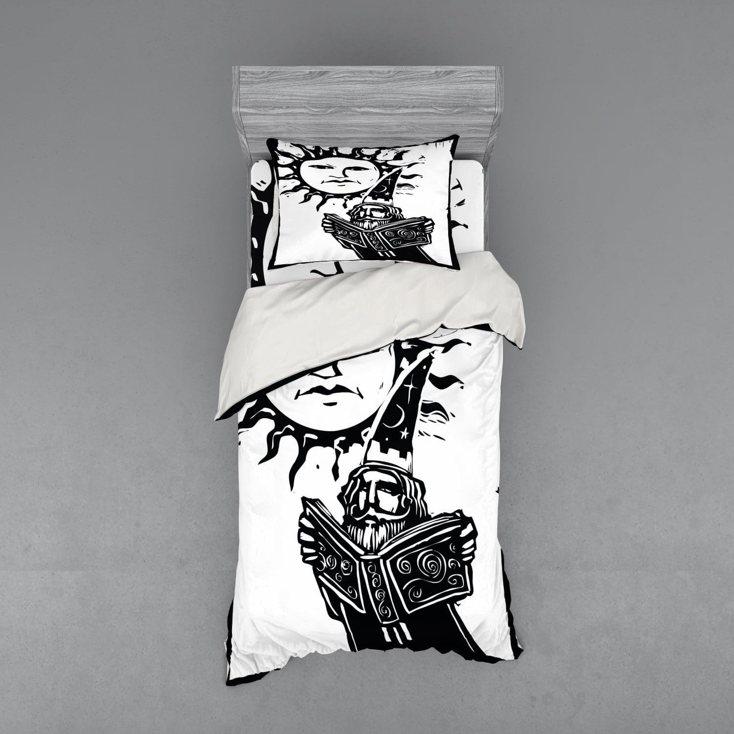 Ambesonne Fantasy Bedding Set 3 Pcs, Wizard with Magic Book, Twin ...
