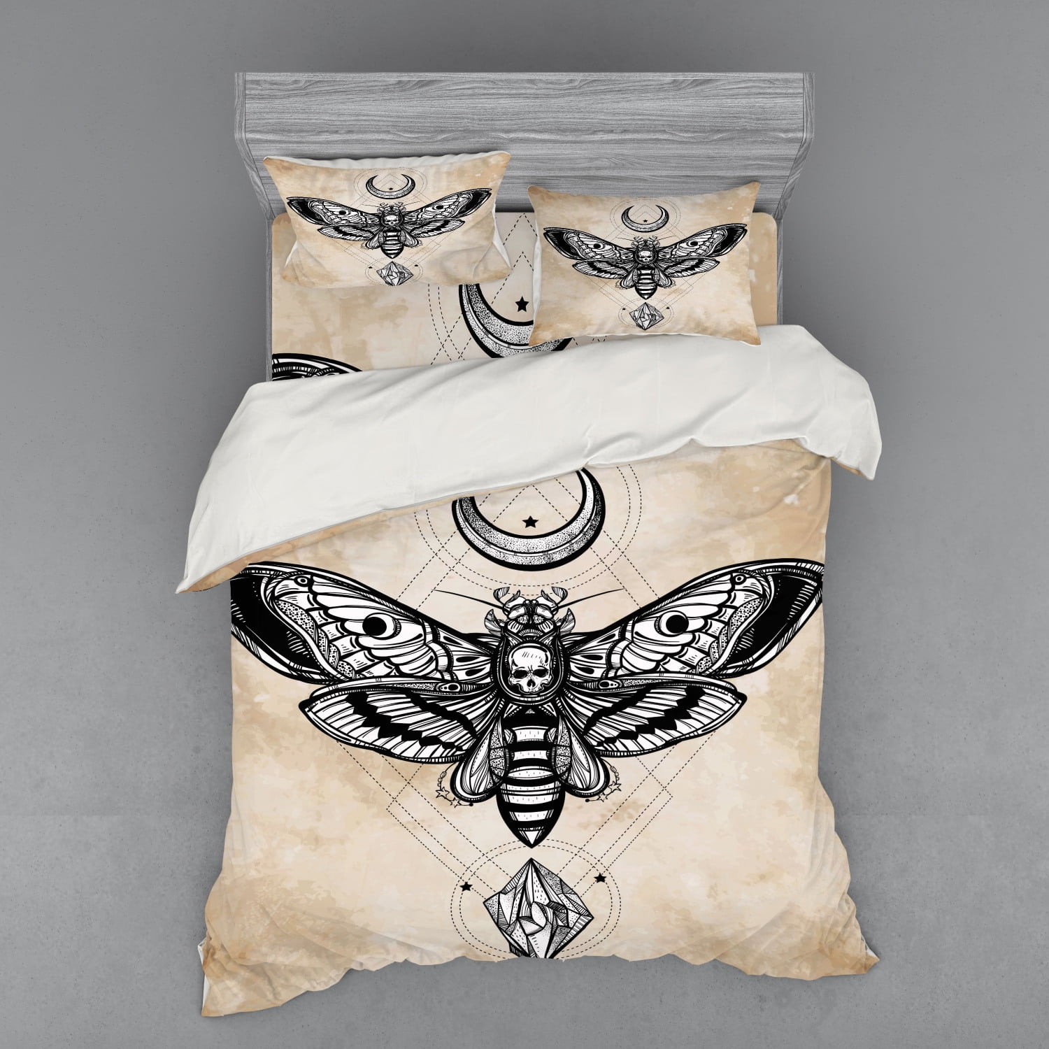 Ambesonne Fantasy Bedding Set 4 Pcs, Hawk Moth Skull Magic, Queen ...