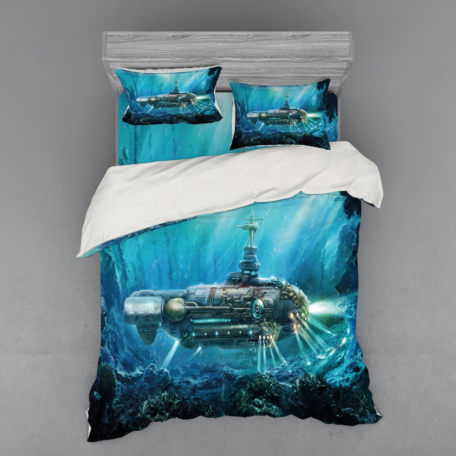 Ambesonne Fantasy Bedding Set 4 Pcs, Science Fiction Submarine, Queen ...