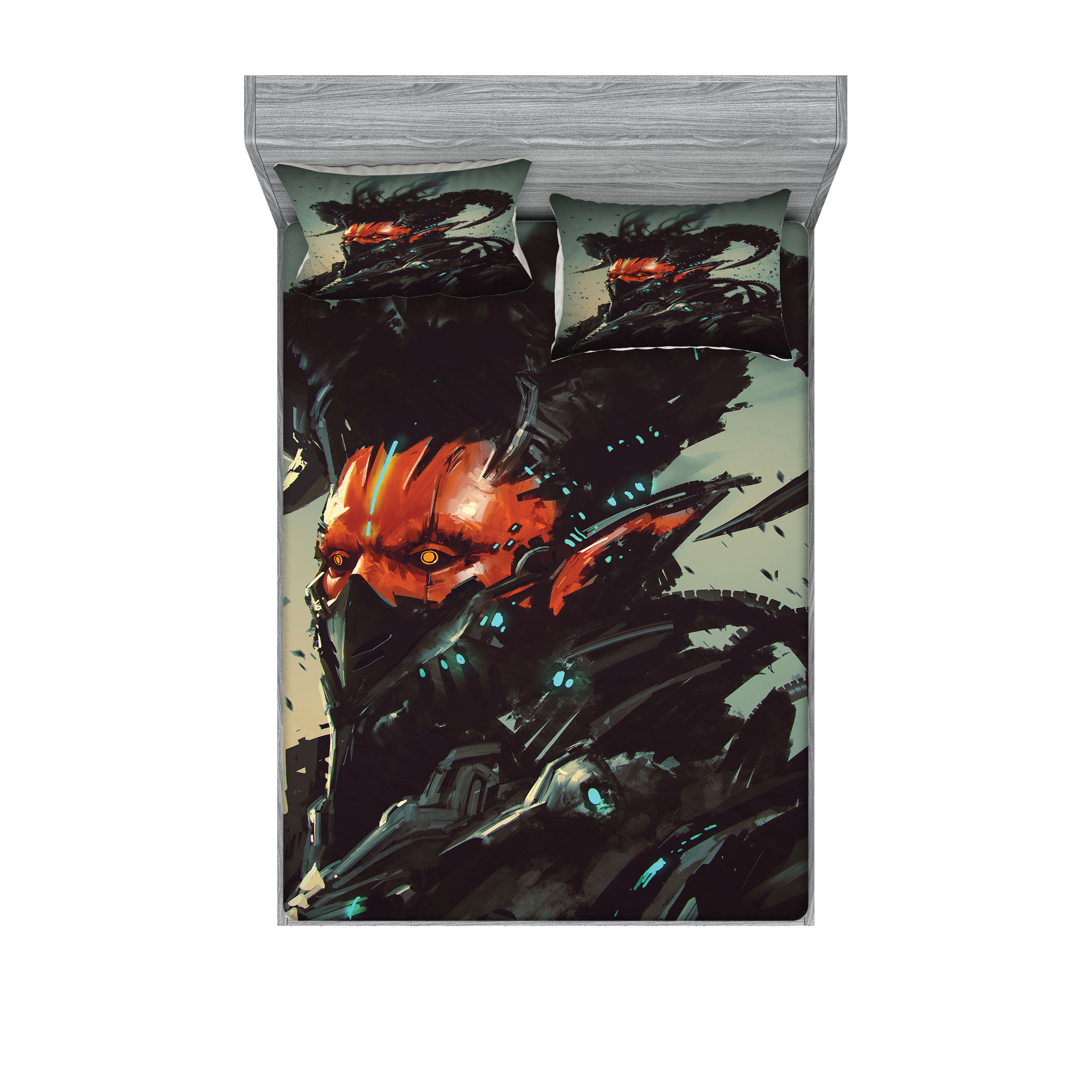 Ambesonne Fantasy Fitted Sheet & Pillow Sham Set, Romotic Demon ...