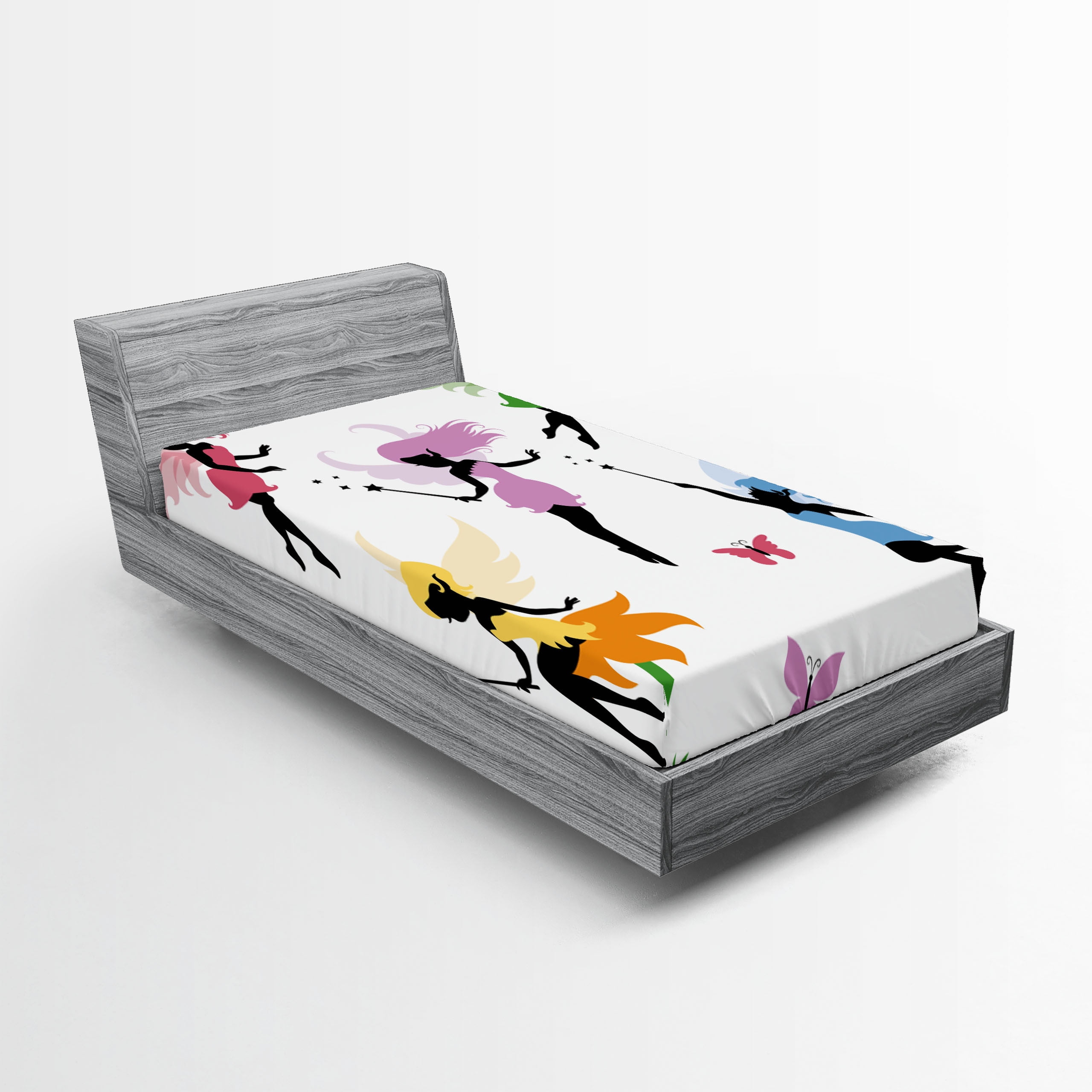 Ambesonne Fantasy Fitted Sheet, Pixie Elf, Twin Size, Multicolor ...