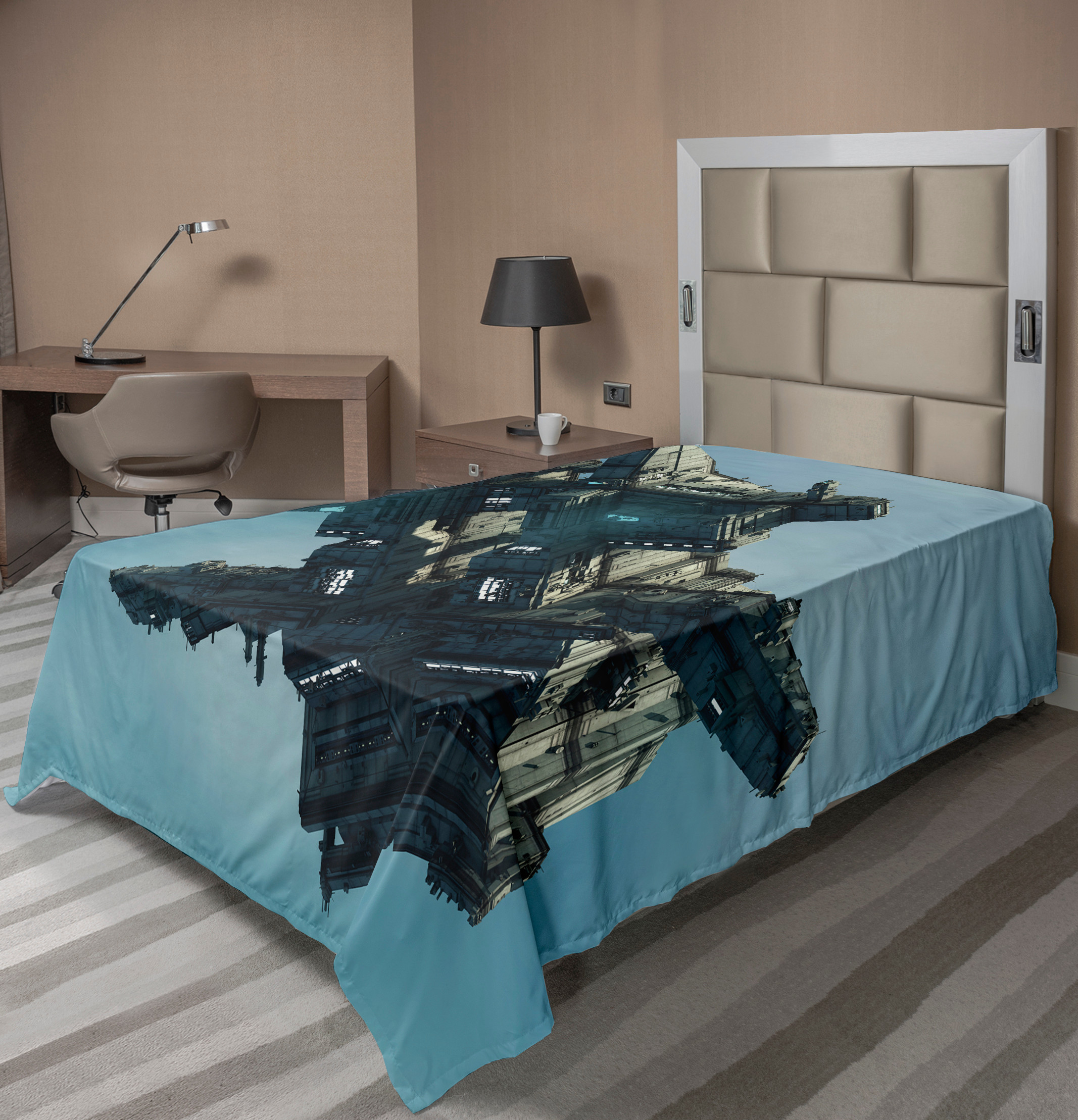 Ambesonne Fantasy Flat Sheet, Sci Fi Alien Ship UFO, Twin Size, Pale ...