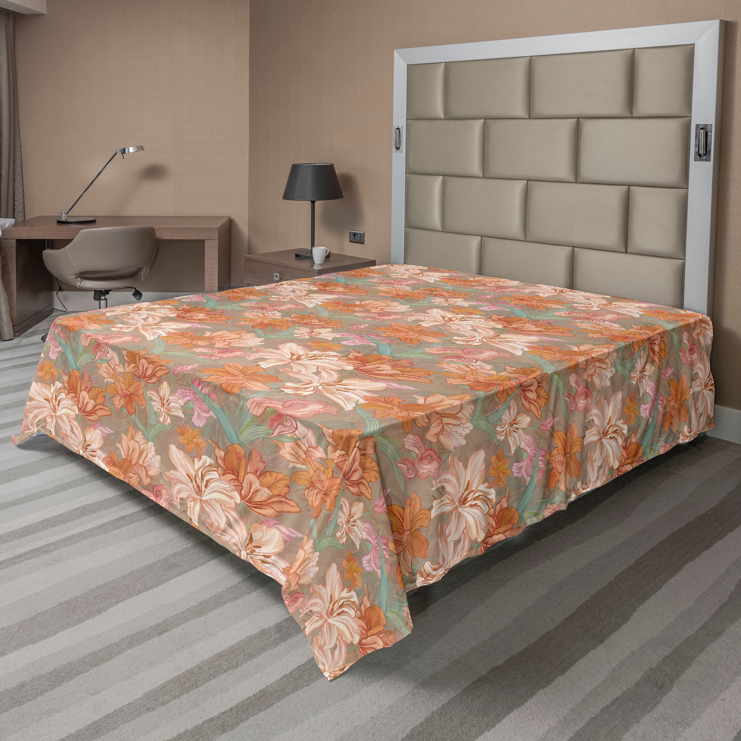 Ambesonne Fantasy Floral Flat Bedding Sheet Soft Top Sheet, Boho Modern ...