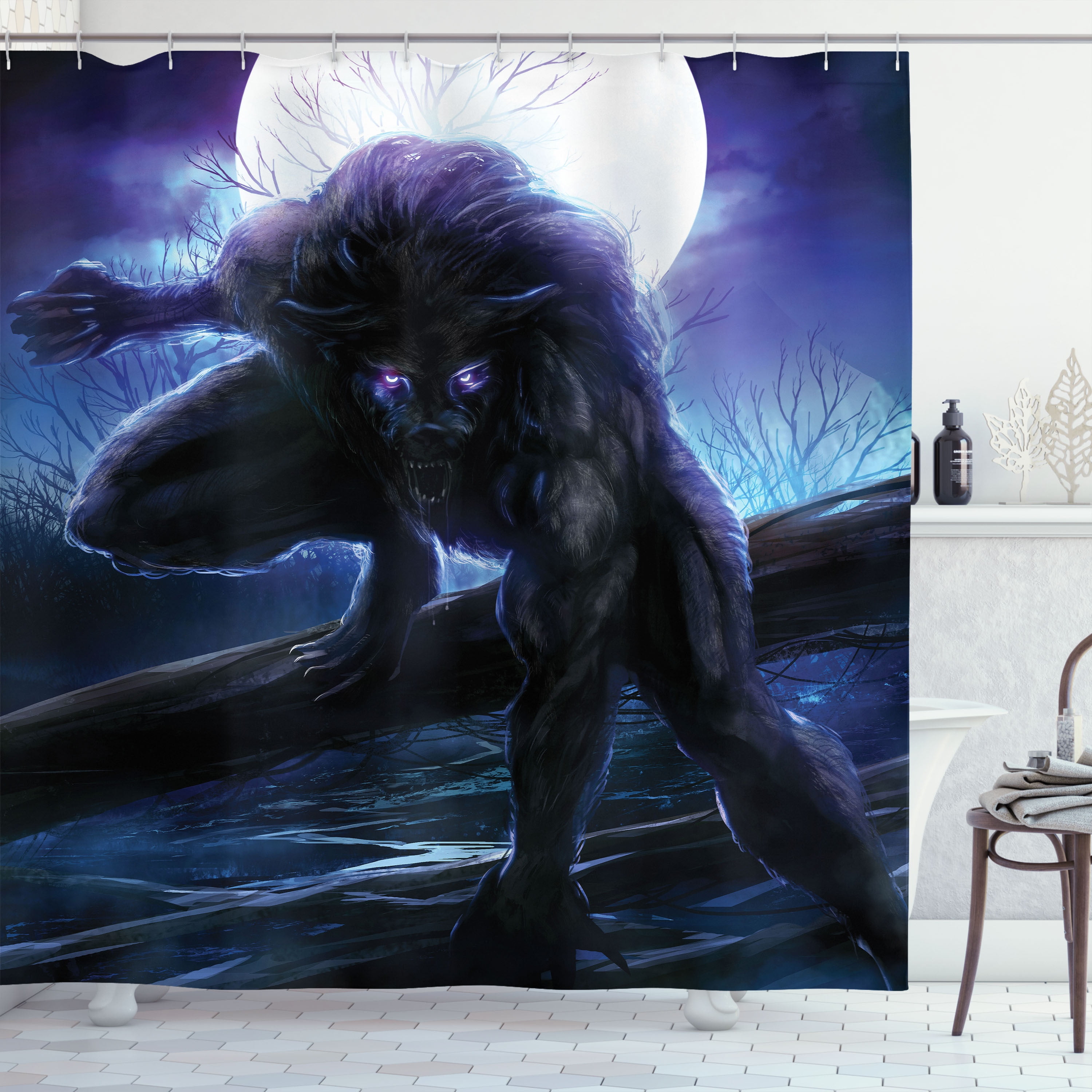 Ambesonne Fantasy Shower Curtain, Surreal Werewolf Eyes, 69"Wx70"L ...
