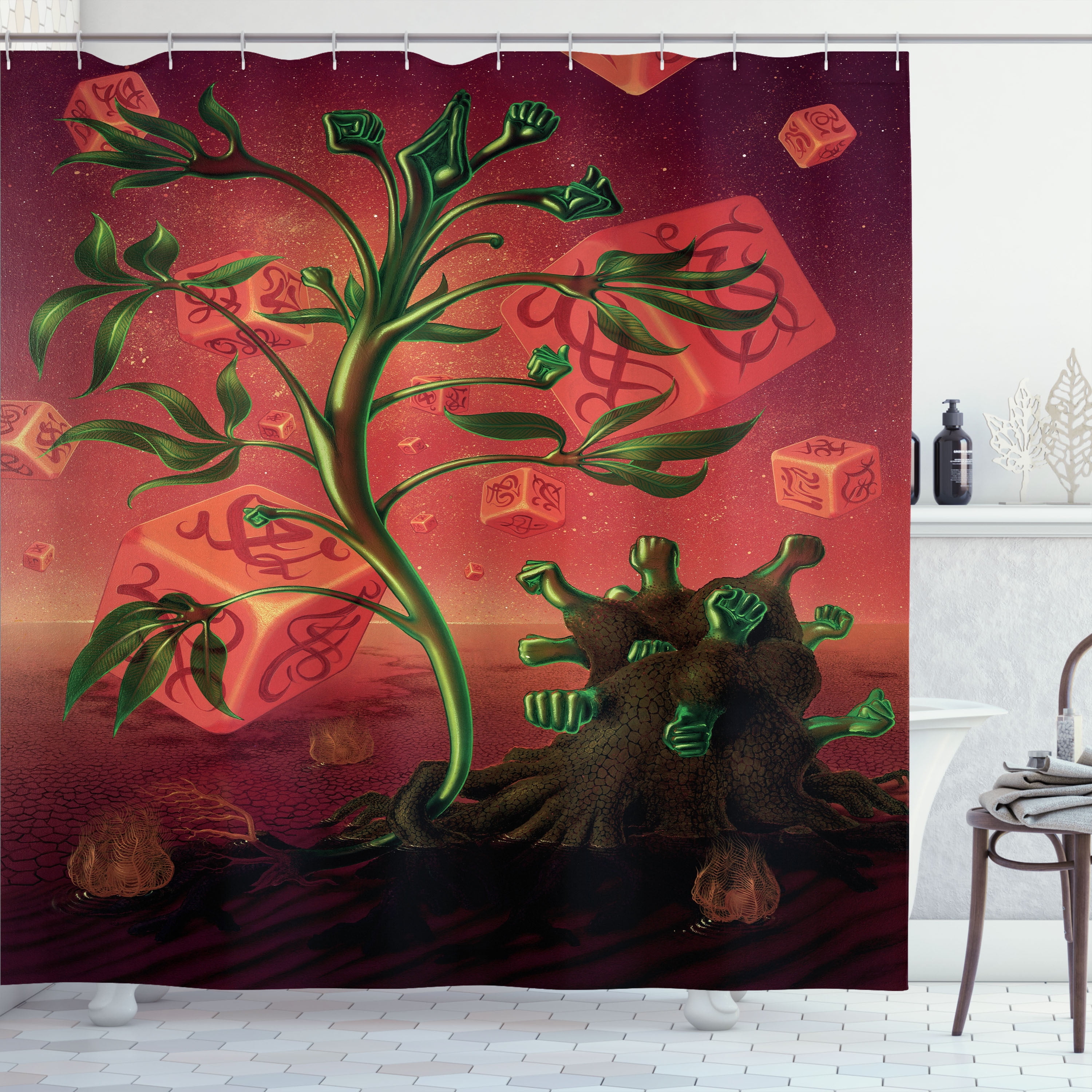 Ambesonne Fantasy Shower Curtain, Trippy Surreal Cubes, 69"Wx70"L ...