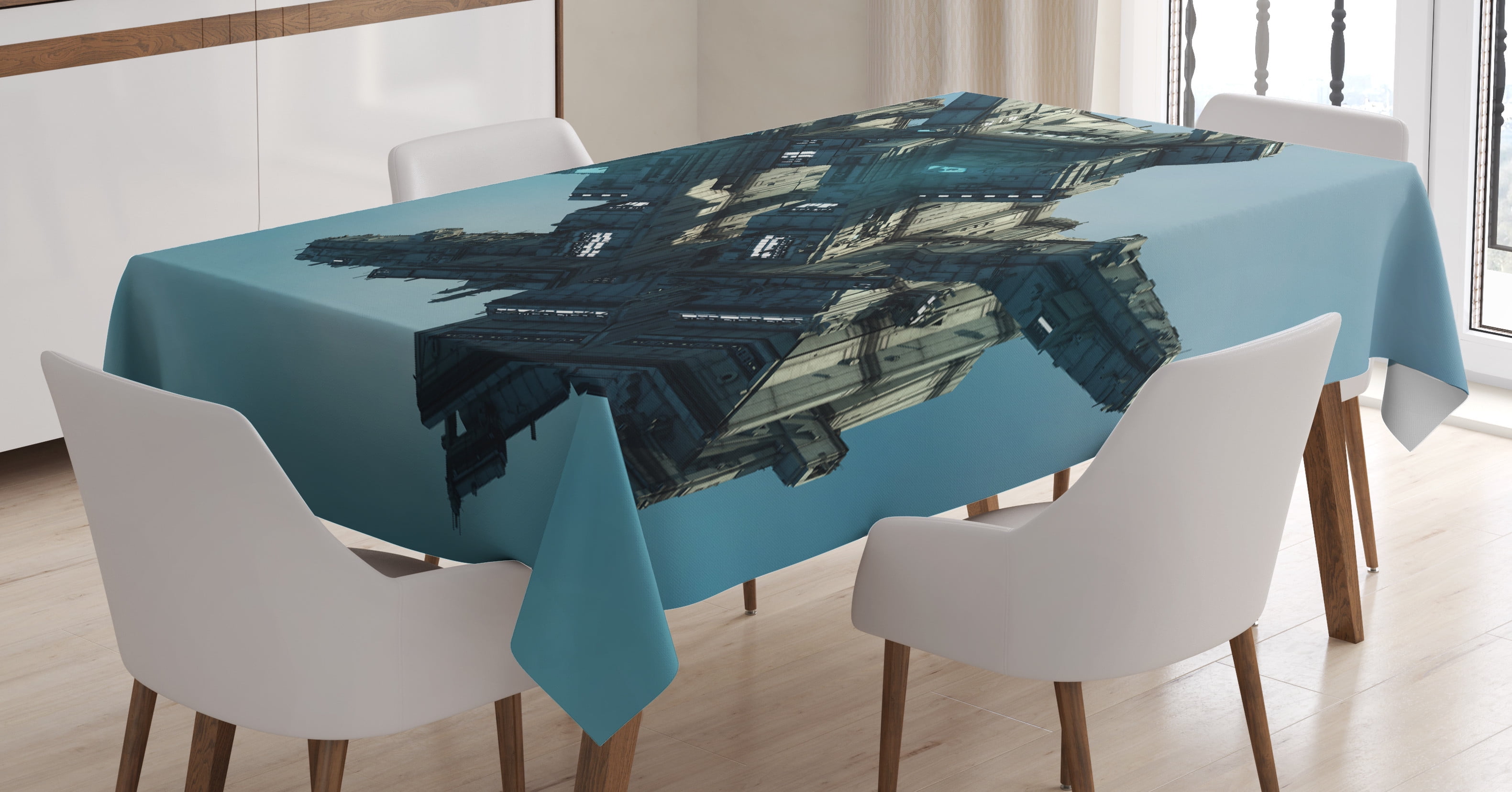 Ambesonne Fantasy Tablecloth Rectangular Table Cover, Sci Fi Alien Ship ...