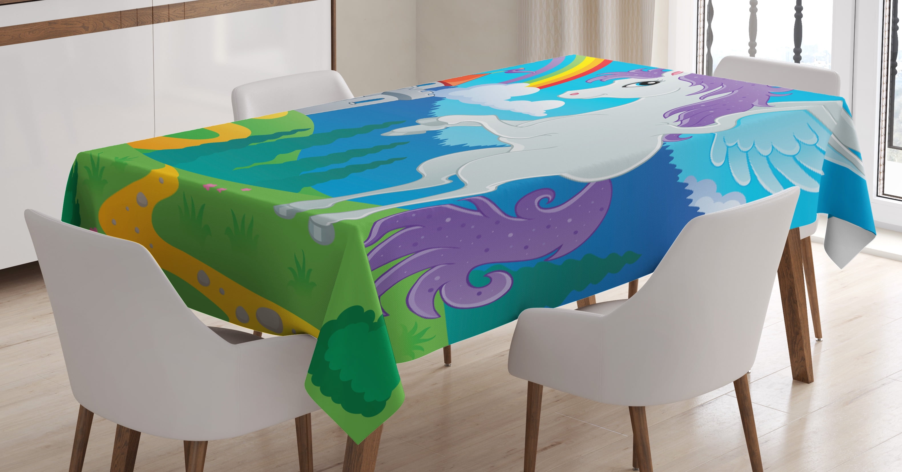 Ambesonne Fantasy Tablecloth Rectangular Table Cover, Unicorn with ...