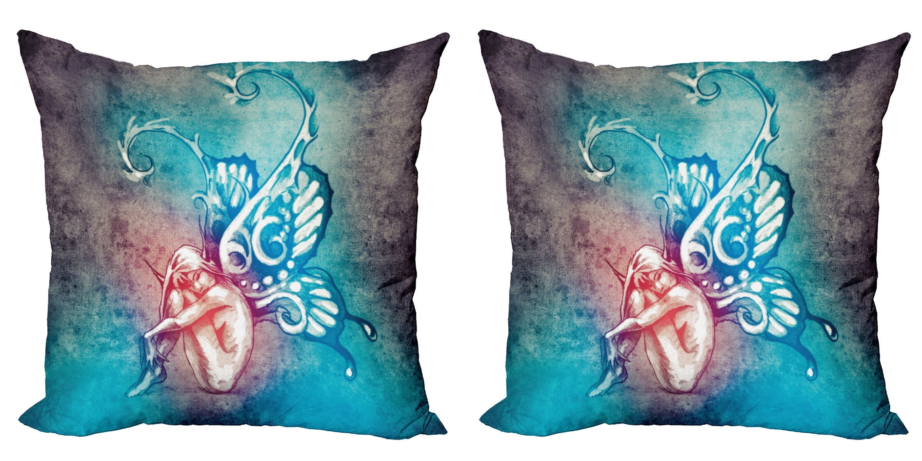 Ambesonne Fantasy Throw Pillow Cover 2 Pack, Butterfly Winged, 20 ...