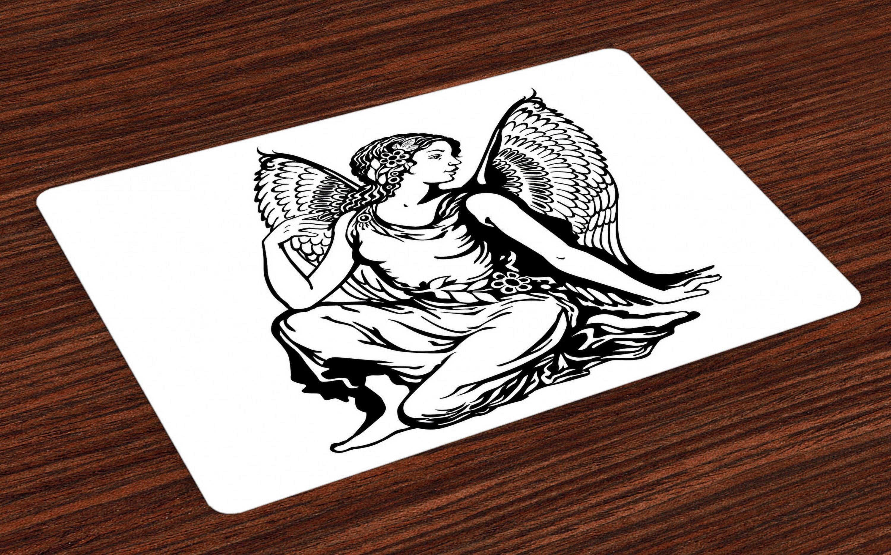 Ambesonne Fantasy World Place Mats Set of 4, Character with Wings ...